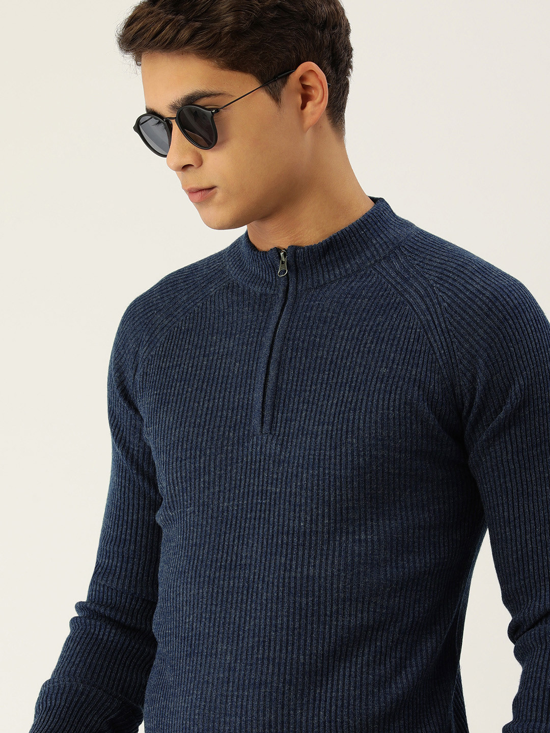 Buy PETER ENGLAND UNIVERSITY Men Navy Blue Pullover - Sweaters for Men ...