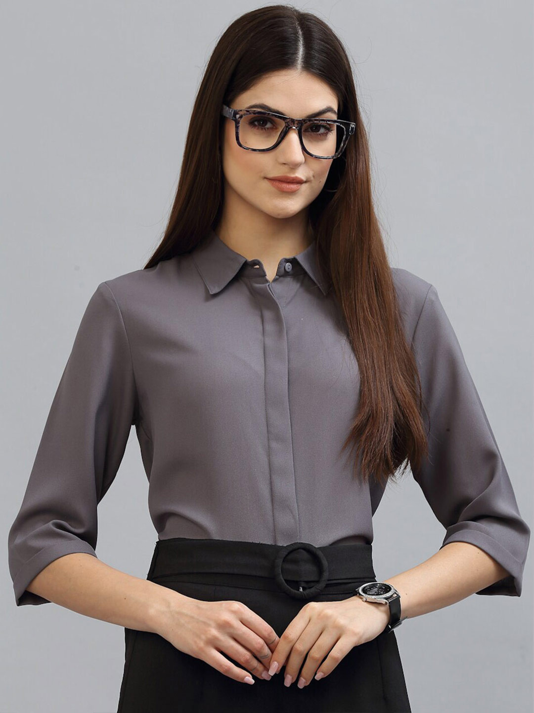 Buy Style Quotient Women Grey Formal Shirt - Shirts for Women 19472726 ...