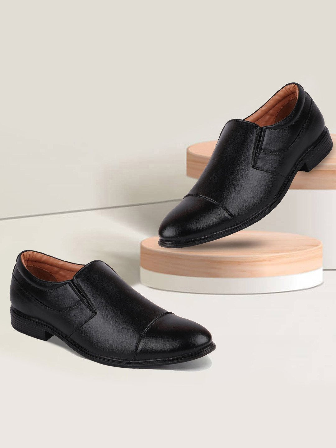 Buy FAUSTO Men Black Solid Formal Slip Ons - Formal Shoes for Men ...