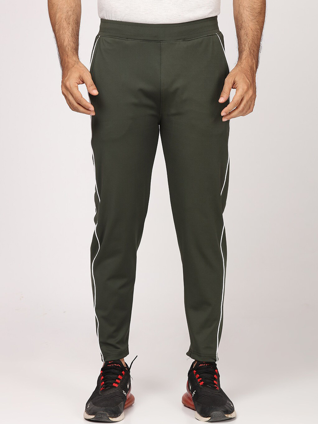 Buy BULLMER Men Olive Green Solid Track Pants - Track Pants for Men ...