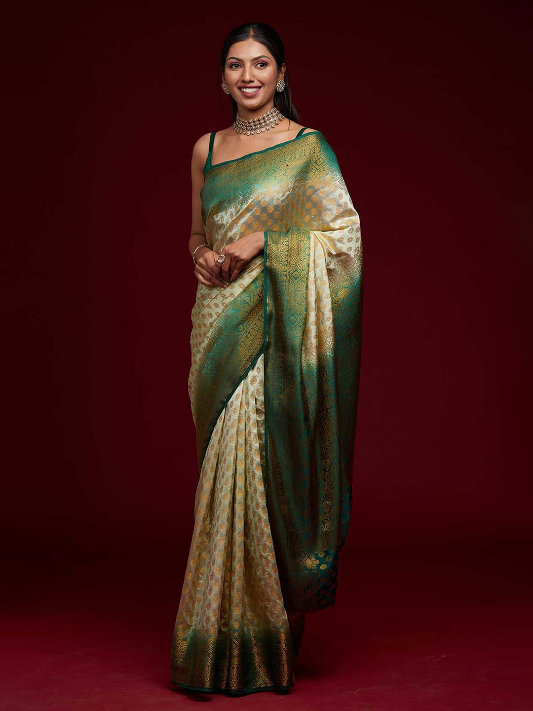 Buy Koskii Green & Gold Toned Woven Design Zari Art Silk Saree - Sarees ... Buy Koskii Green & Gold Toned Woven Design Zari Art Silk Saree - Sarees ...