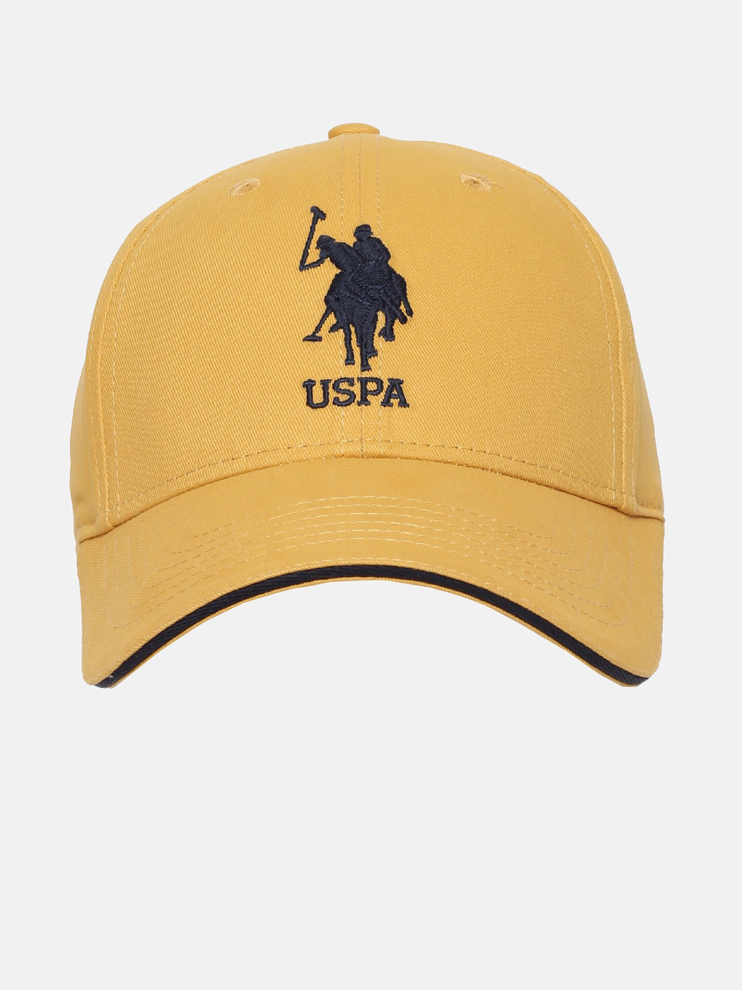 Buy U S Polo Assn Men Mustard & Black Embroidered Baseball Cap - Caps ...