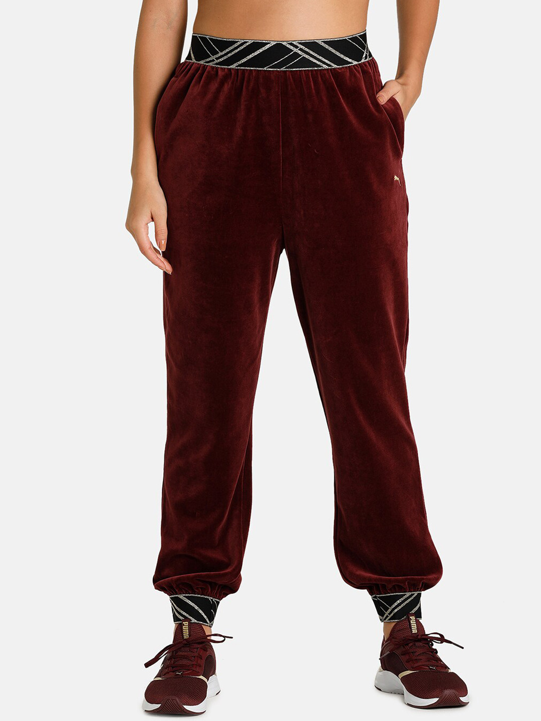 Buy Puma Women Maroon Deco Glam Velour Training Pants - Track Pants for ...