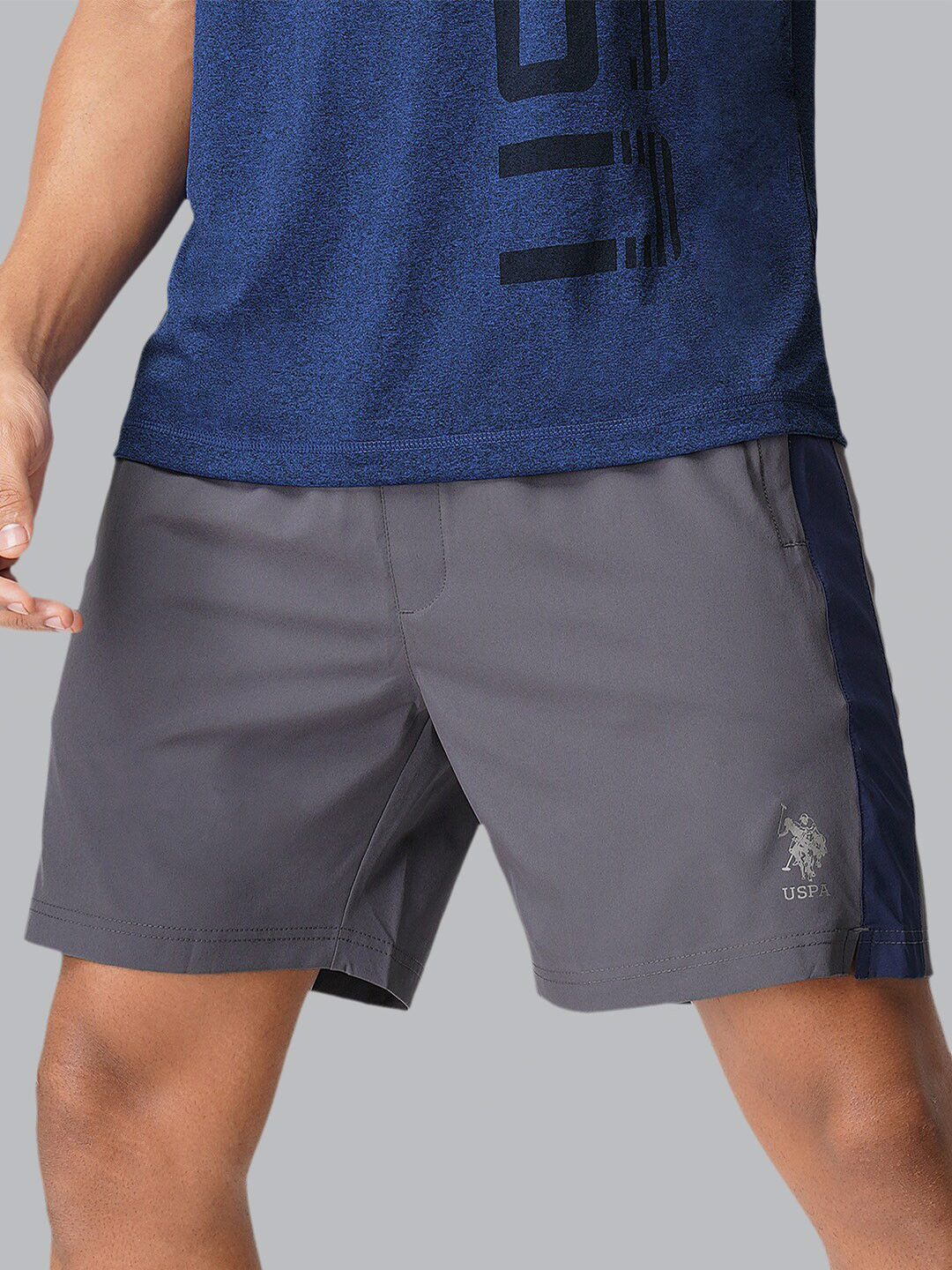 Buy U.S. Polo Assn. Men Grey Athleisure Lounge Shorts - Lounge Shorts ...