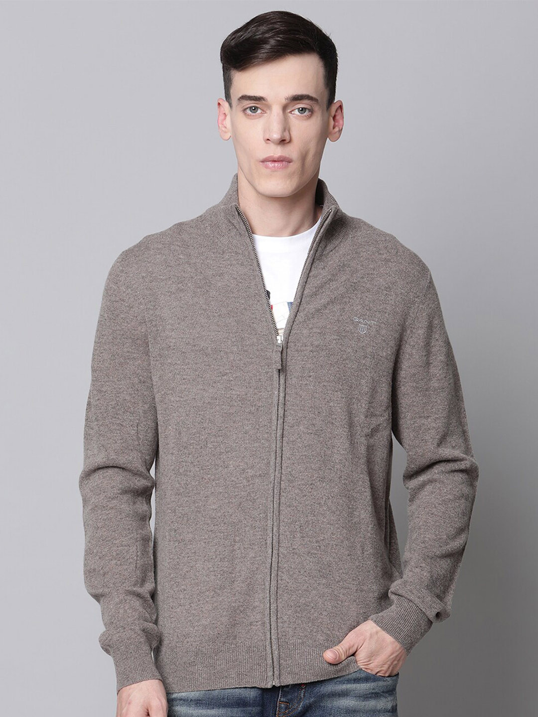Buy GANT Men Grey Woolen Cardigan - Sweaters for Men 19483408 | Myntra