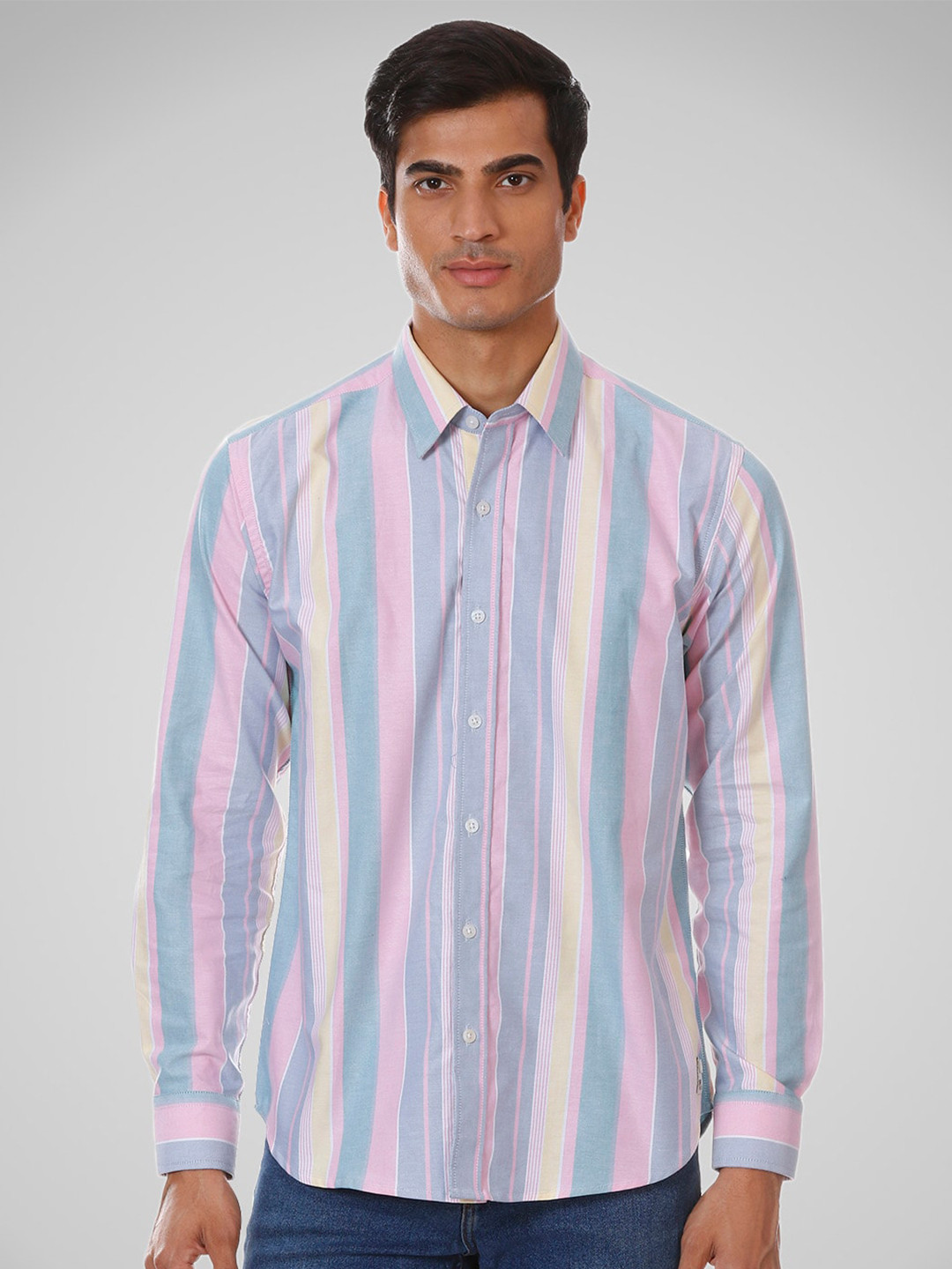 Buy SHIRT THEORY Men Multicoloured Comfort Striped Casual Shirt ...