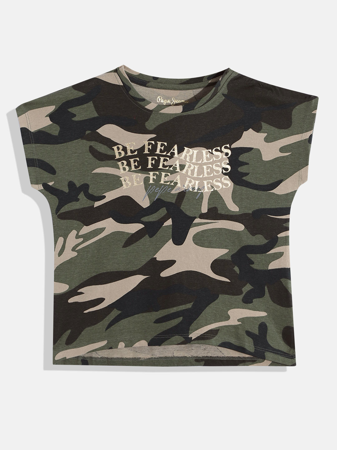 Buy Pepe Jeans Girls Camouflage Printed Extended Sleeves Pure Cotton ...
