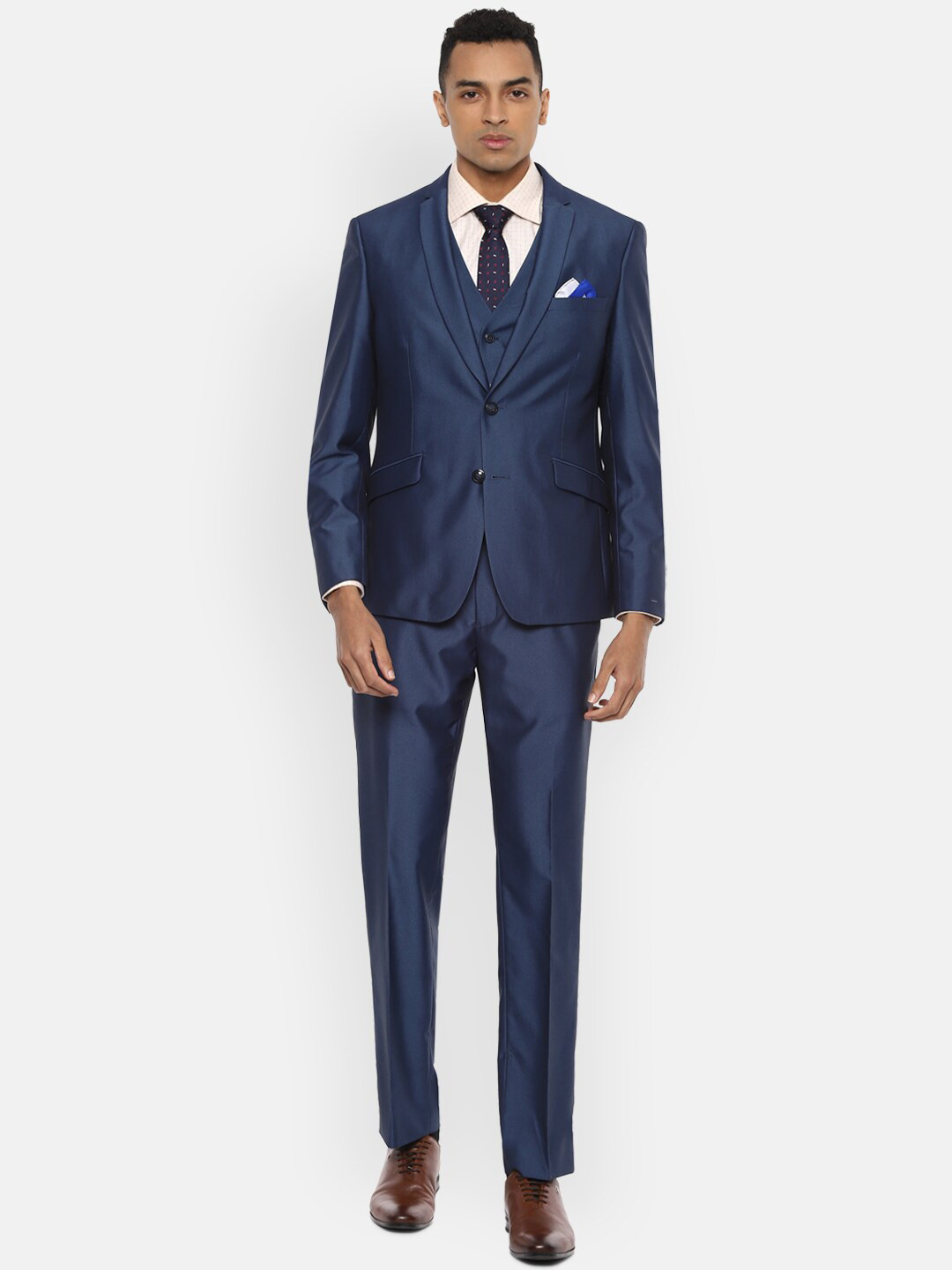 Buy V Dot Men Navy Blue Solid Two Piece Slim Fit Suits - Suits for Men ...