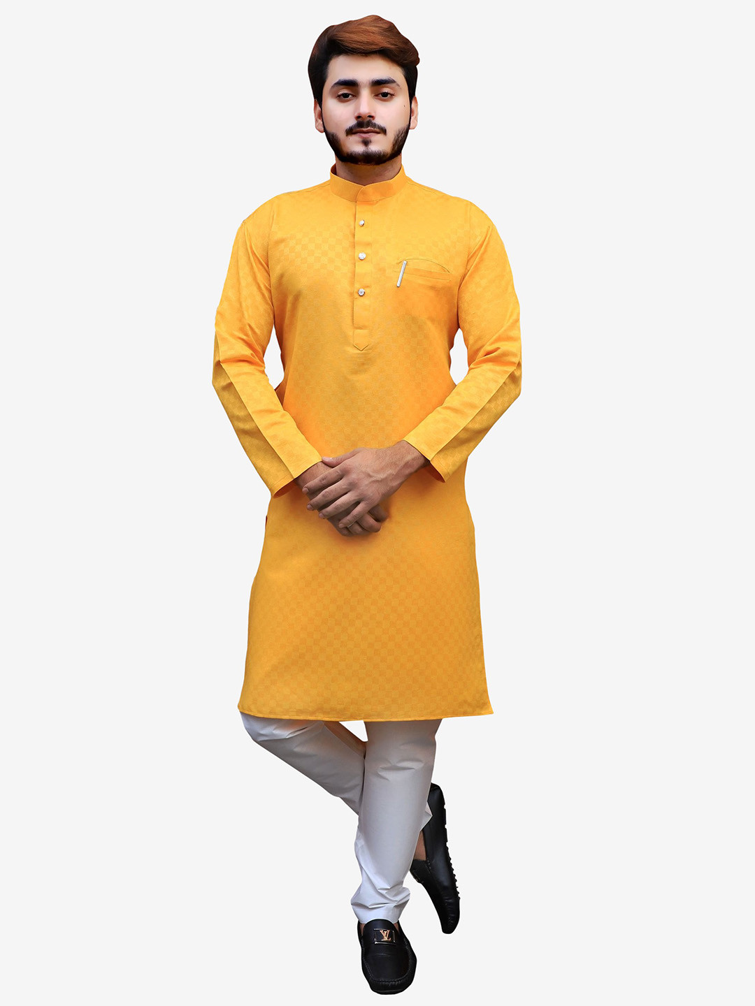 Buy Tibra Collection Men Yellow Pure Cotton Kurta With Pyjamas - Kurta ...