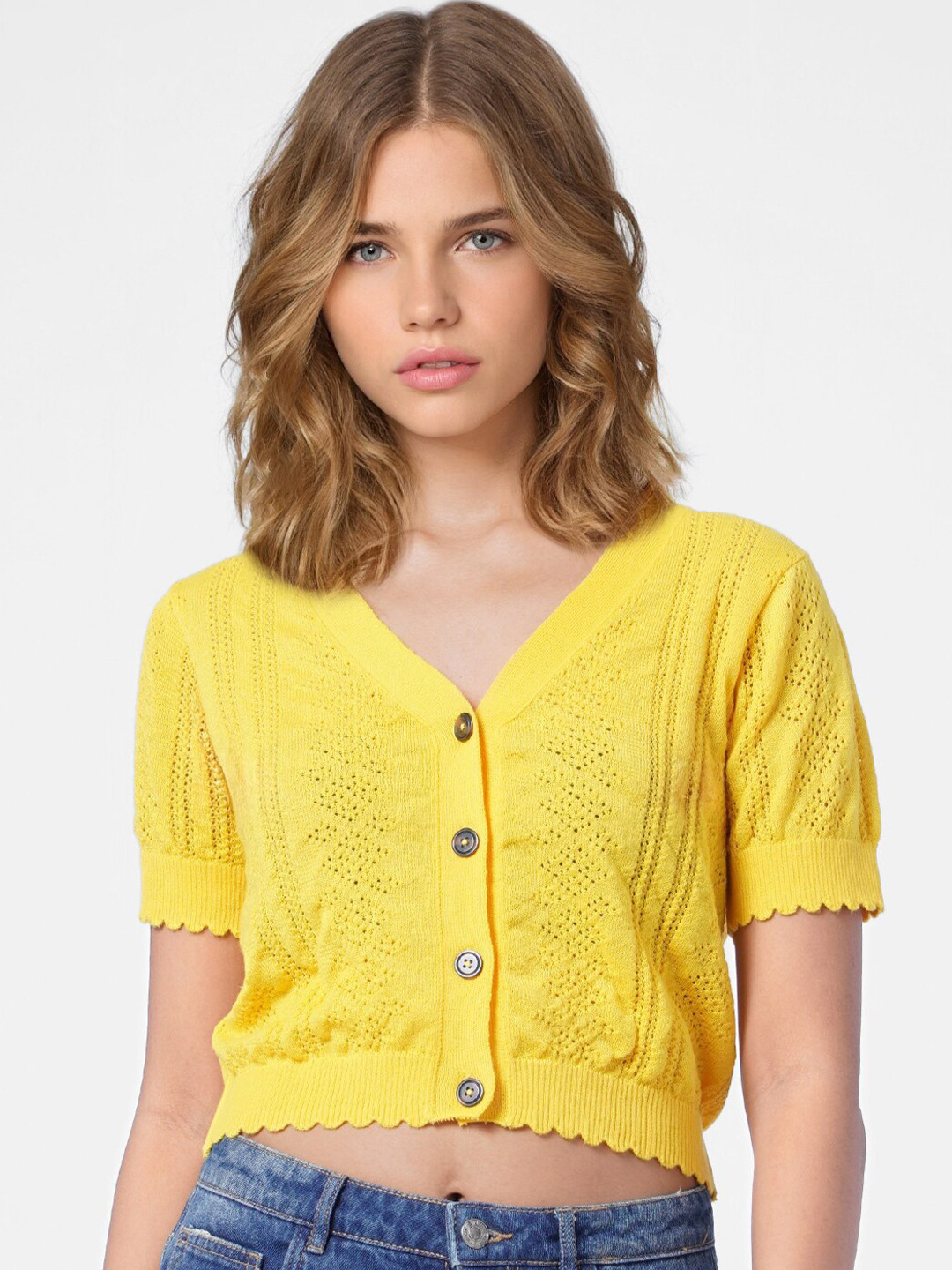 Buy ONLY Women Yellow Cable Knit Cardigan - Sweaters for Women 19491814 ...