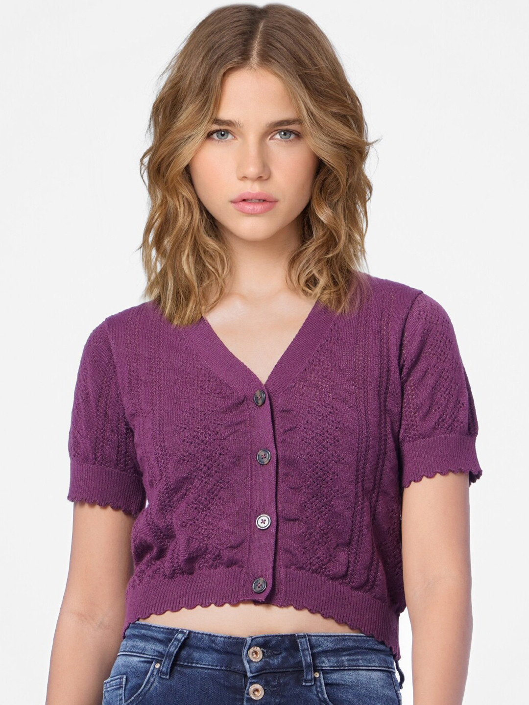 Buy ONLY Women Purple Cardigan - Sweaters for Women 19491826 | Myntra