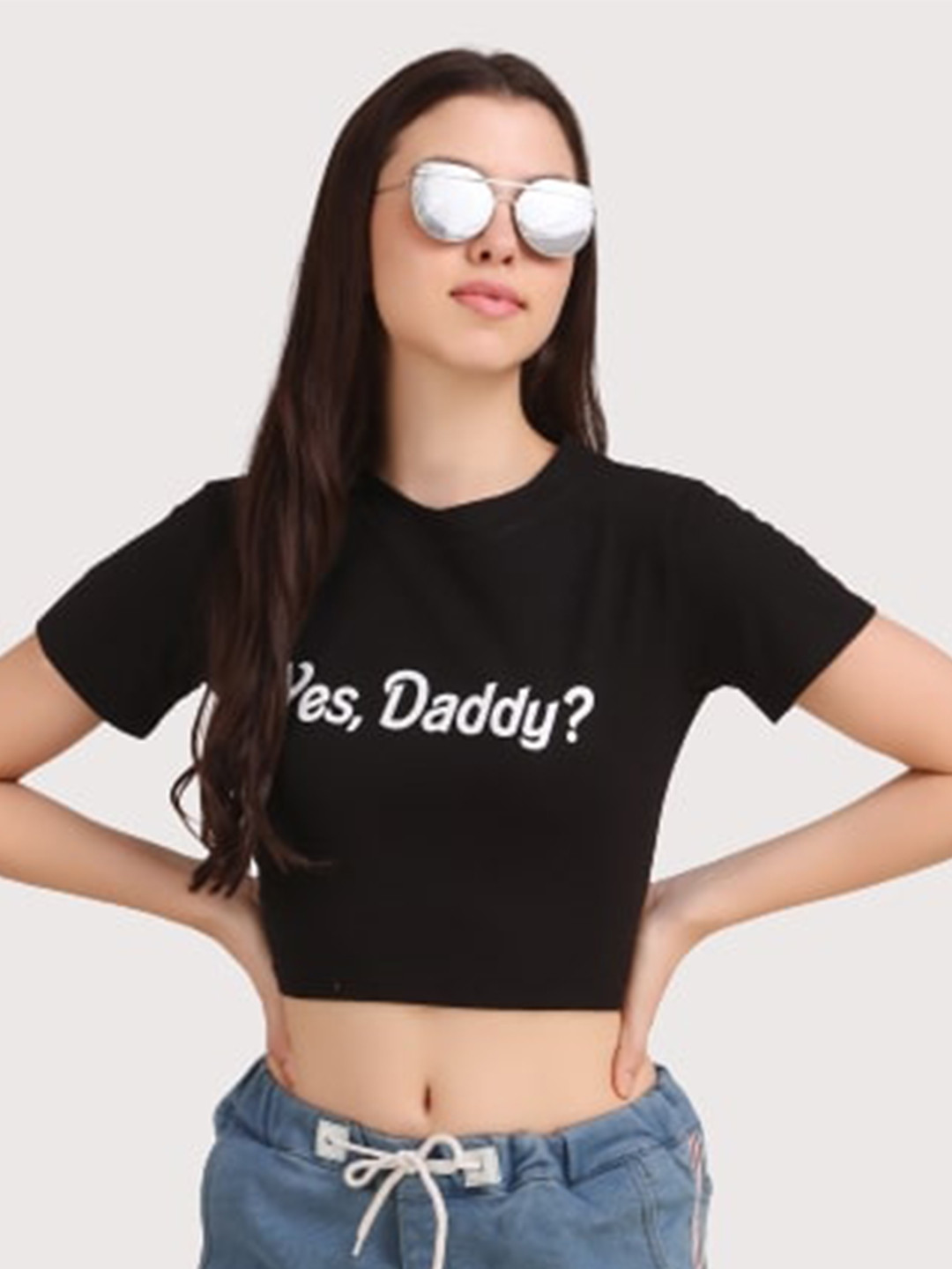 Buy TRENDY RABBIT Women Black Print Pure Cotton Crop Top - Tops for ...