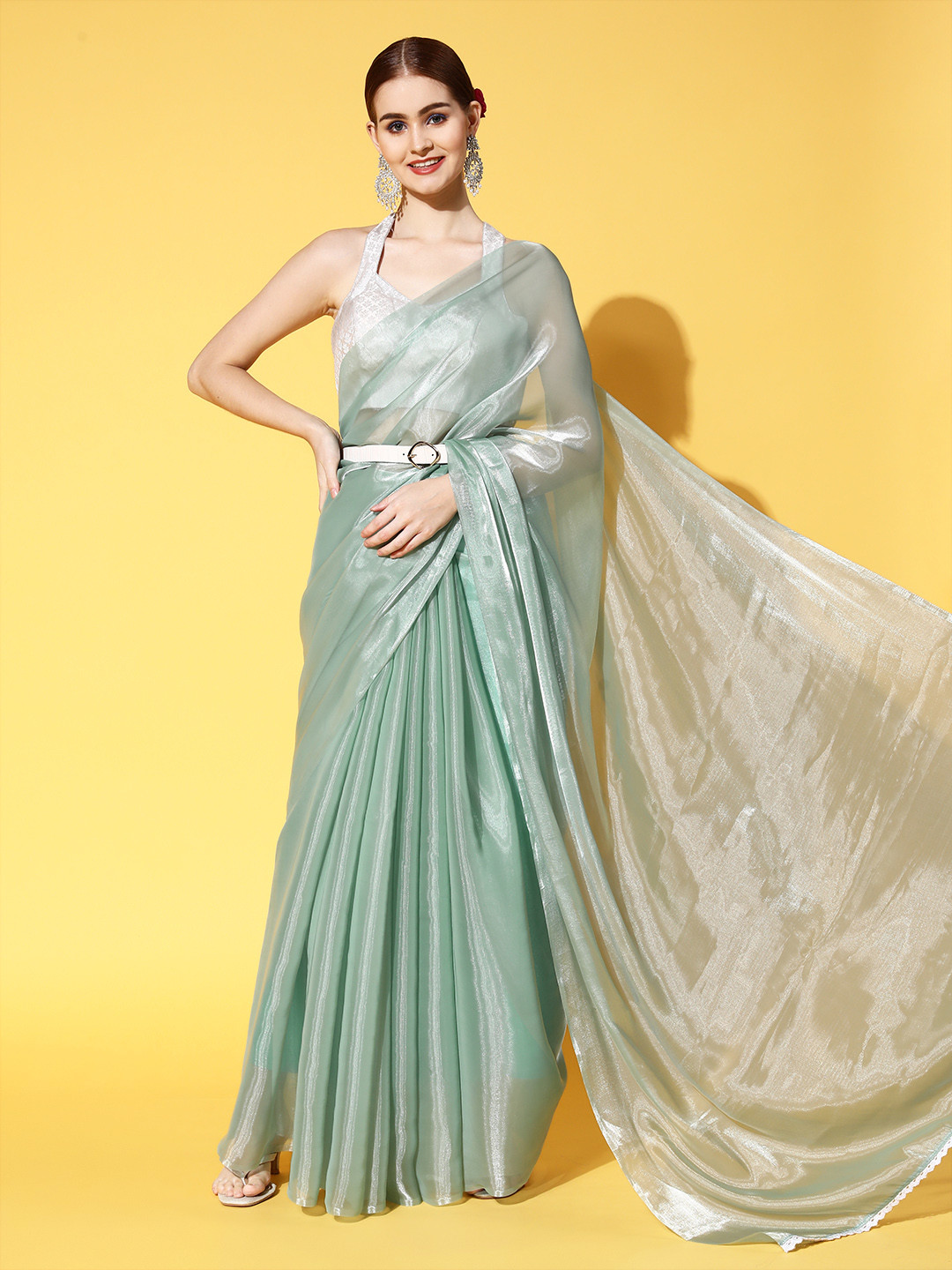 Buy Saree Mall Solid Saree With Embellished Border - Sarees for Women ...