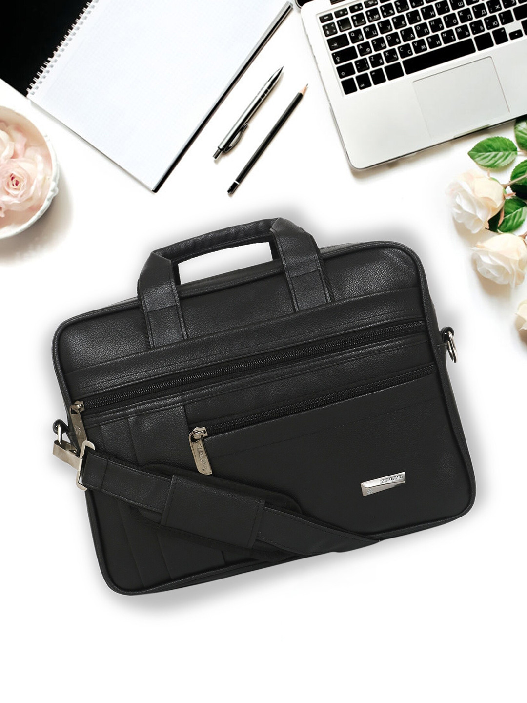 Buy ZIPLINE Unisex Black Textured Laptop Bag - Laptop Bag for Unisex ...