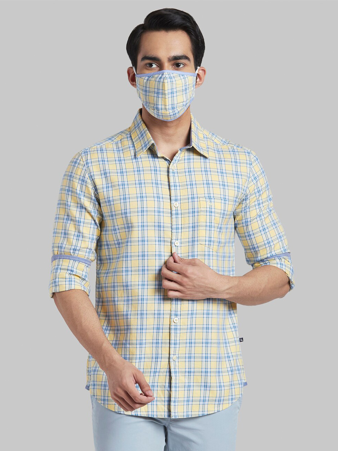 Buy Parx Men Yellow Slim Fit Tartan Checks Checked Casual Shirt ...