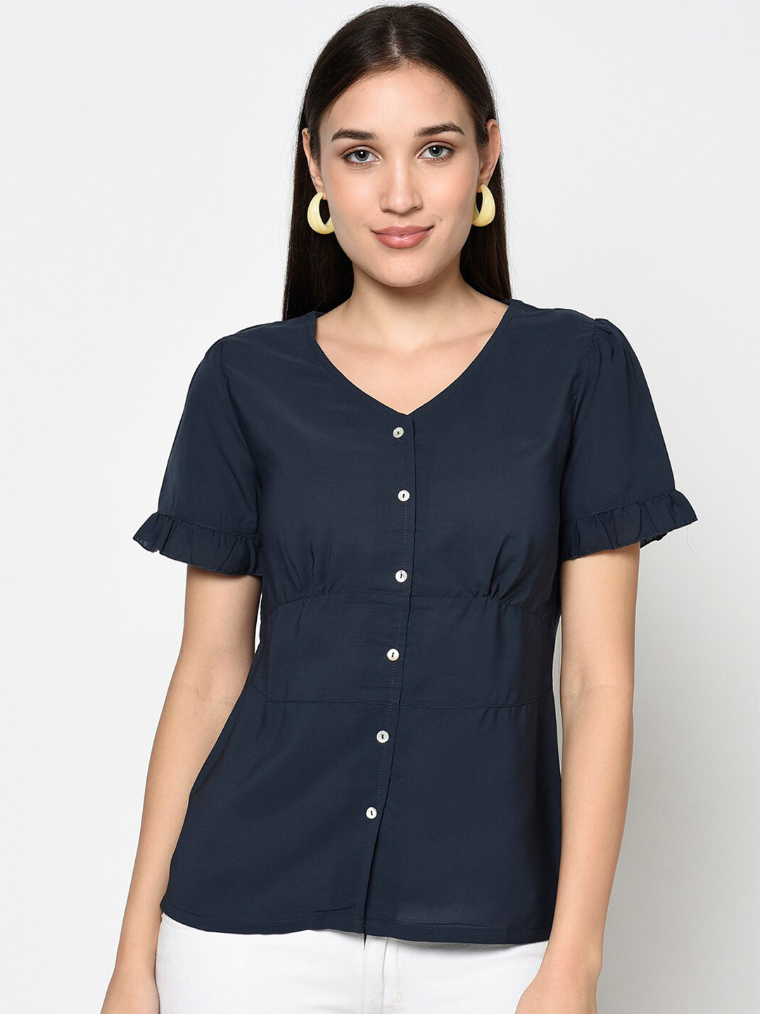 Buy Miss Grace Navy Blue Open Front Top - Tops for Women 19504206 | Myntra
