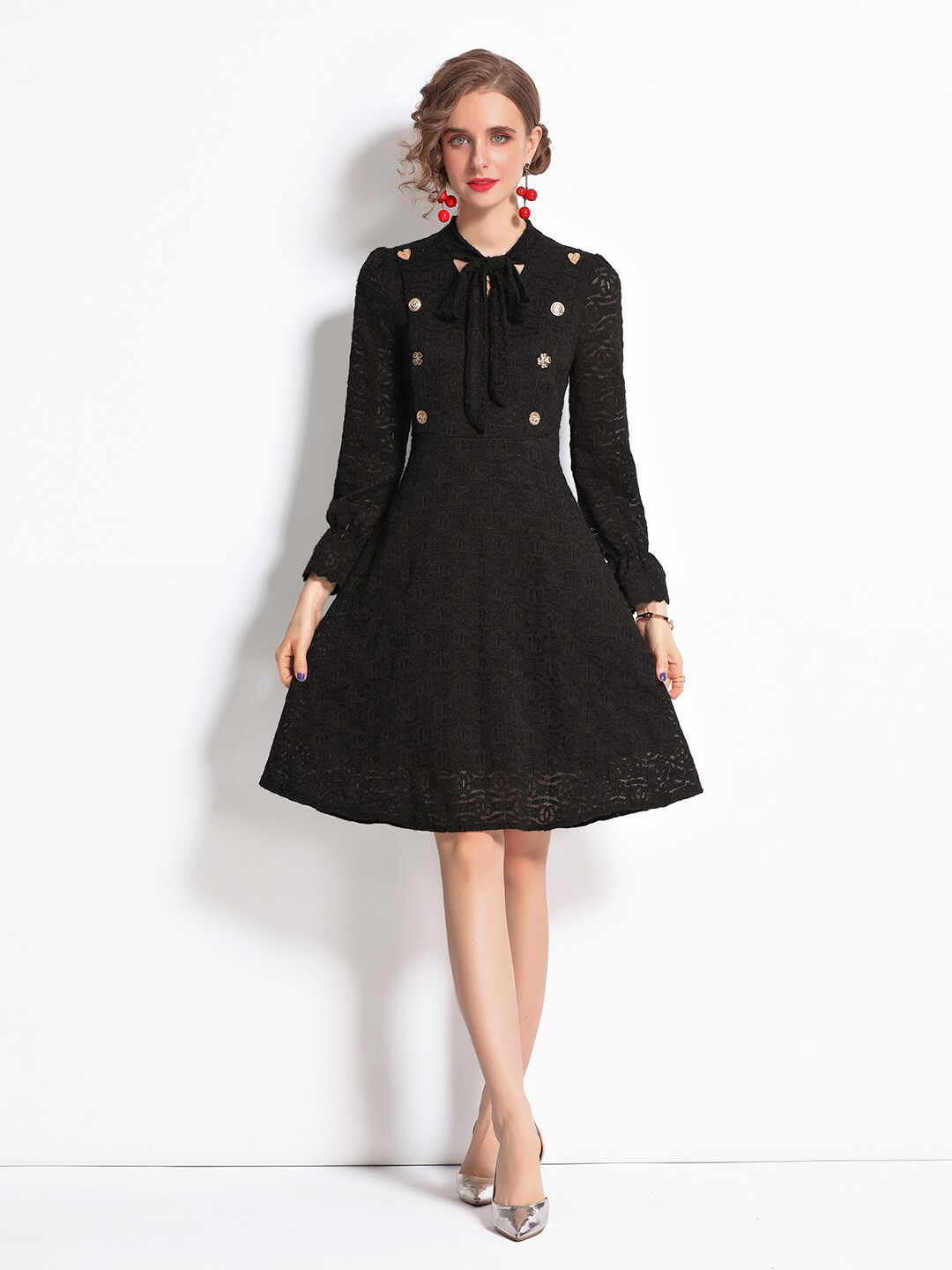Buy JC Collection Black Fit And Flare Dress With Button Detail ...