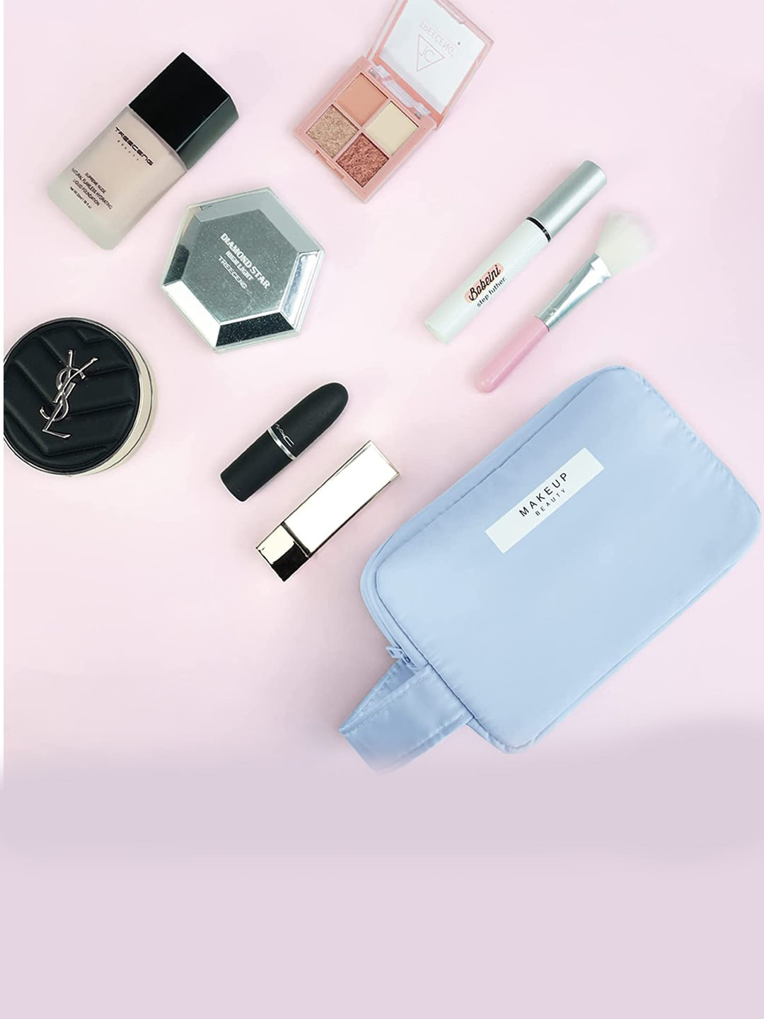 Buy Queue Set Of 2 Blue Solid Cosmetic Organizer Bags - Travel ...