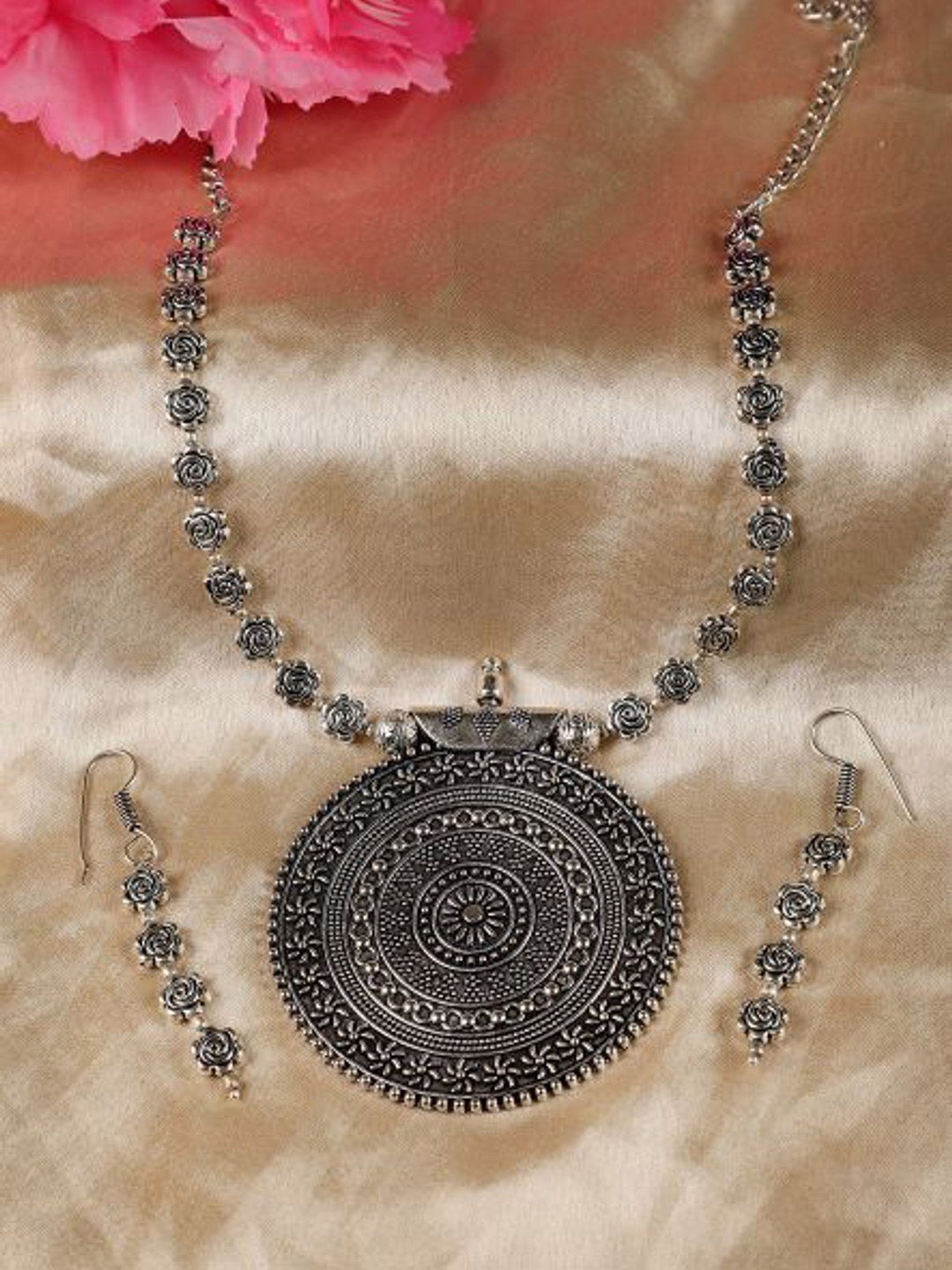 Buy Jazz And Sizzle Silver Toned Handcrafted Classic Design Floral ...