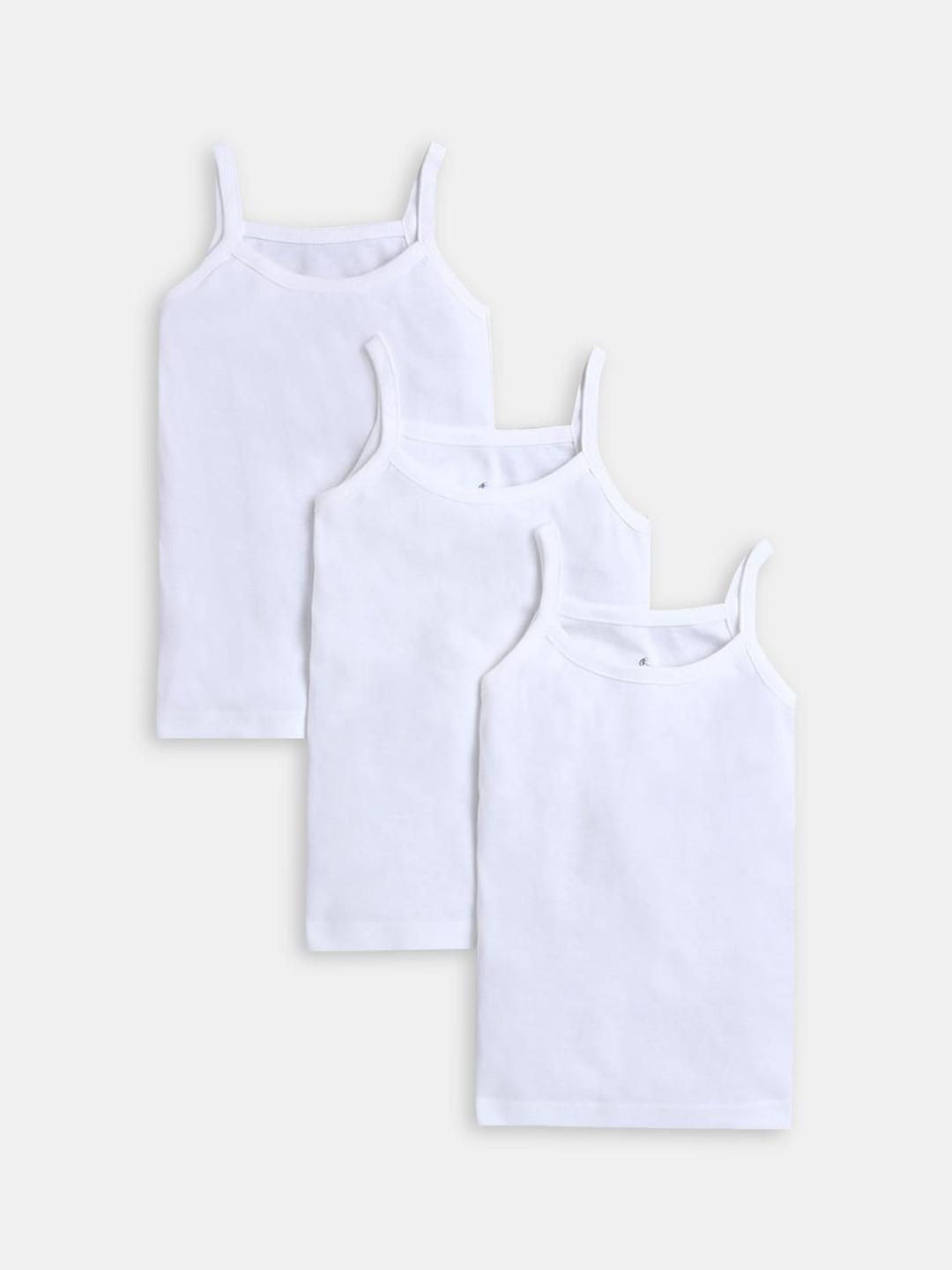 Buy Hopscotch Girls Pack Of 3 White Solid Cotton Camisoles - Camisoles ...