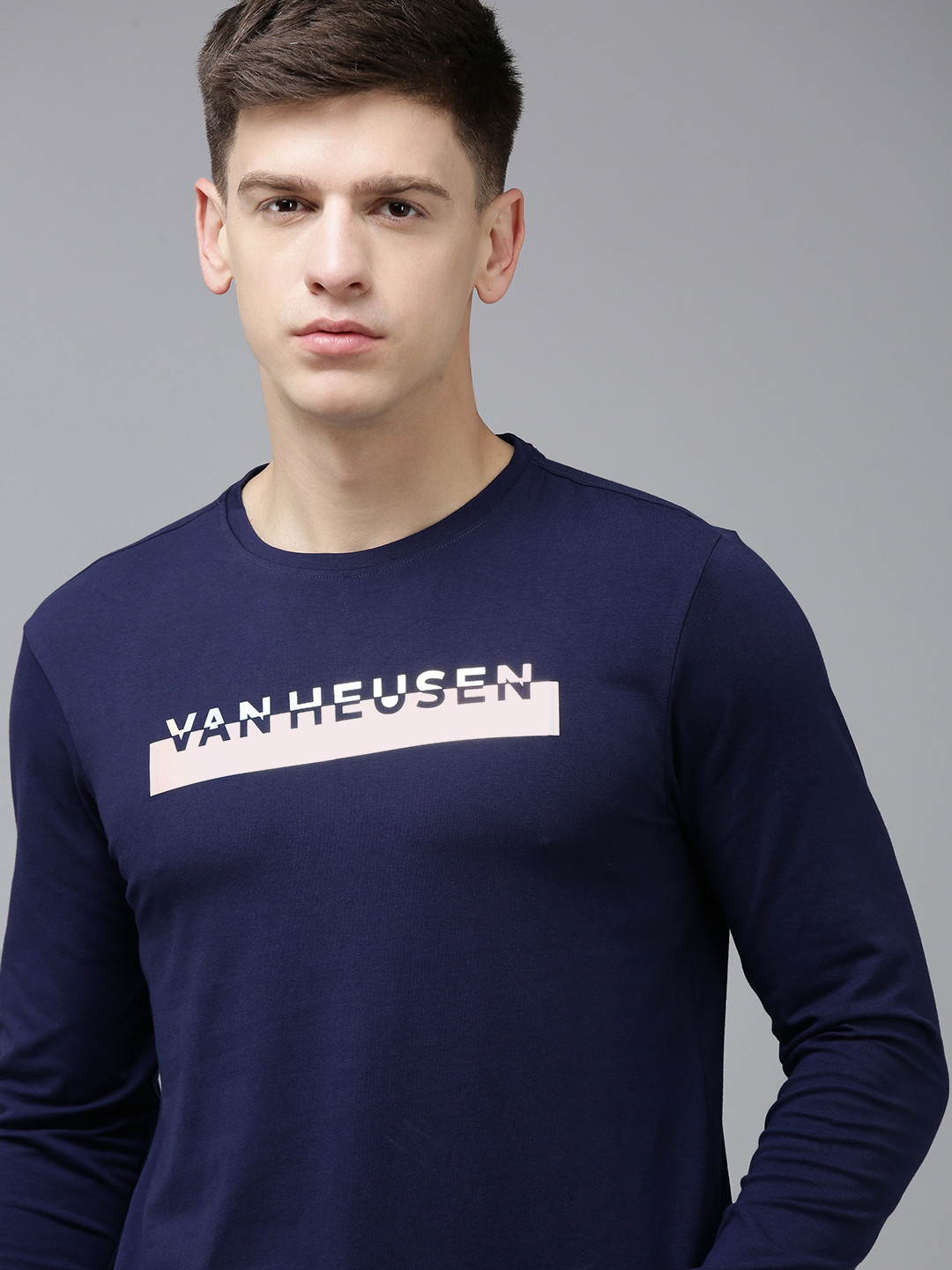 Buy Van Heusen Flex Men Brand Logo Printed Slim Fit Training T Shirt ...