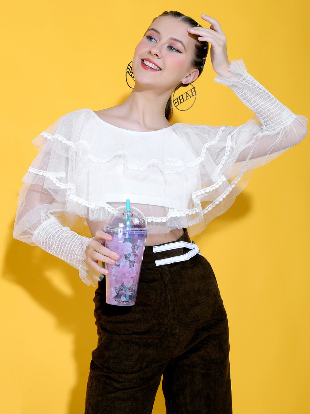 Buy Stylecast X Hersheinbox Layered Net Crop Top - Tops for Women ...