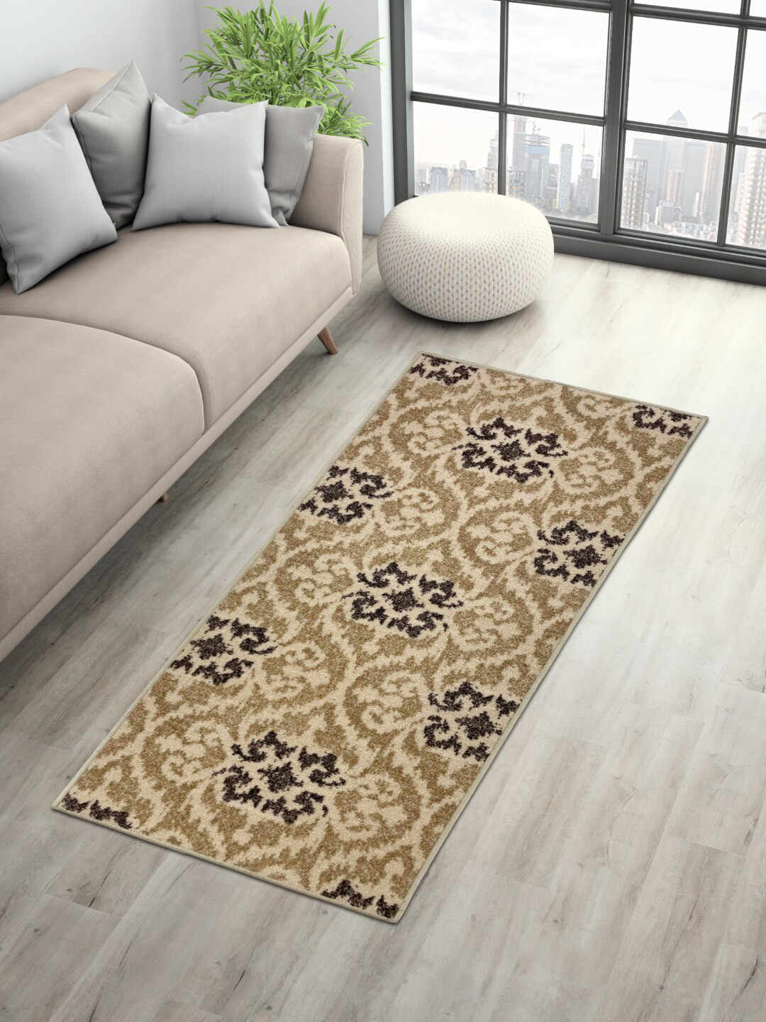 Buy SPACES Brown Floral Printed Floor Runners - Runners for Unisex ...