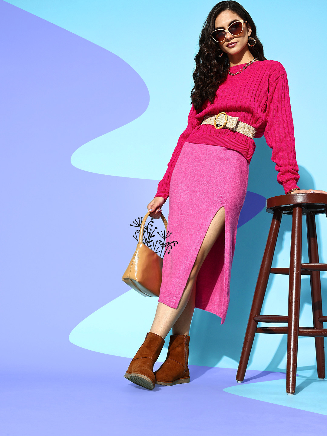 Buy Berrylush Women Pretty Pink Cable Knit Knits Bits Sweater ...