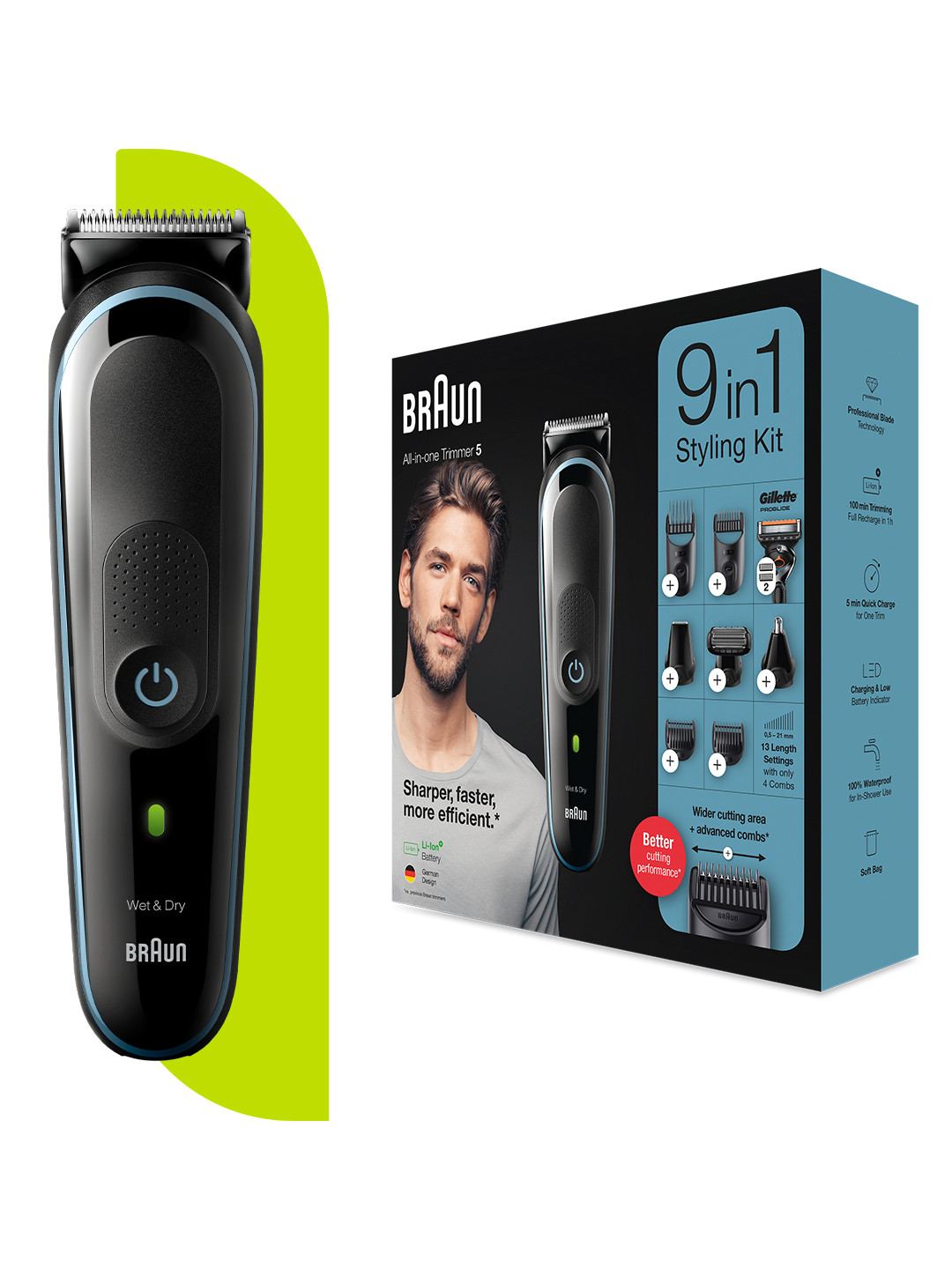 Buy Braun Men MGK5380 Waterproof 9 In 1 Styling Kit 100 Min Runtime All ...