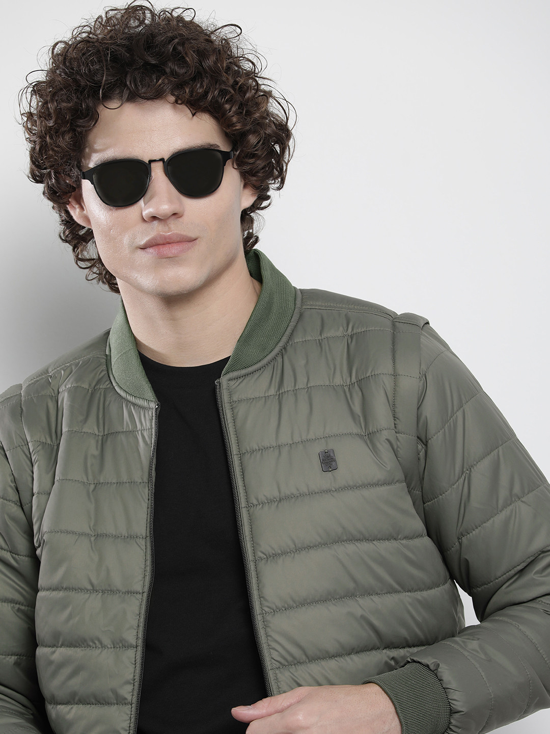 Buy The Indian Garage Co Men Olive Green Solid Padded Jacket - Jackets ...