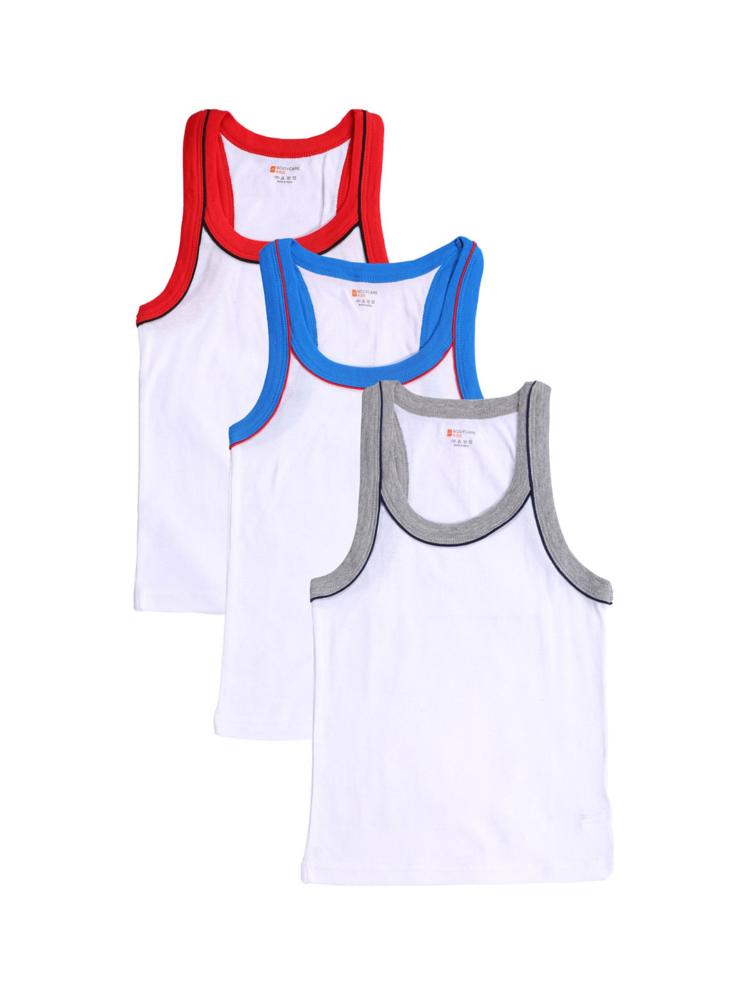 Buy Bodycare Kids Boys Pack Of 3 Assorted Cotton Innerwear Vests ...