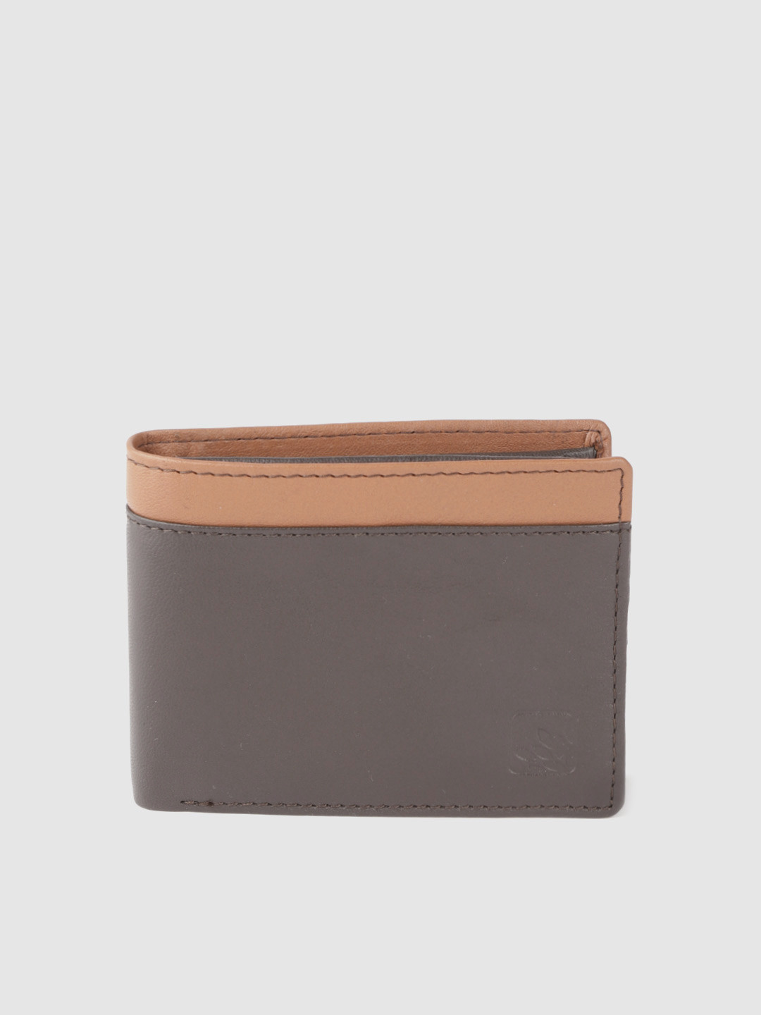 Buy Woodland Men Brown Leather Two Fold Wallet With Striped Detail ...