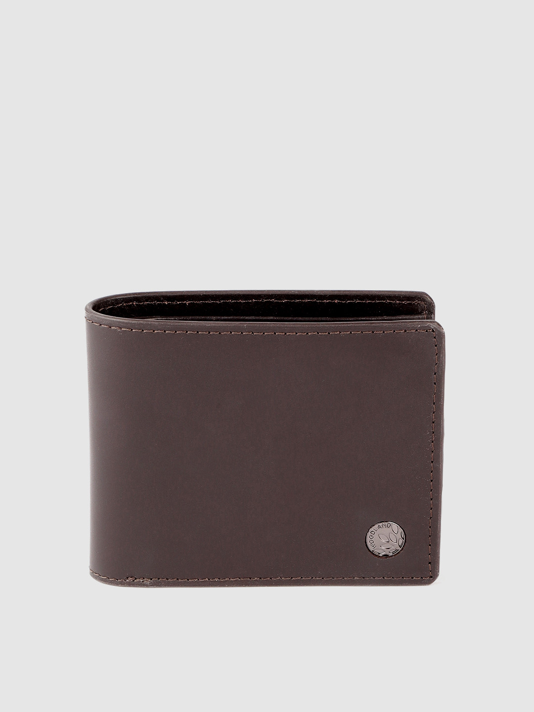 Buy Woodland Men Coffee Brown Solid Leather Two Fold Wallet - Wallets ...