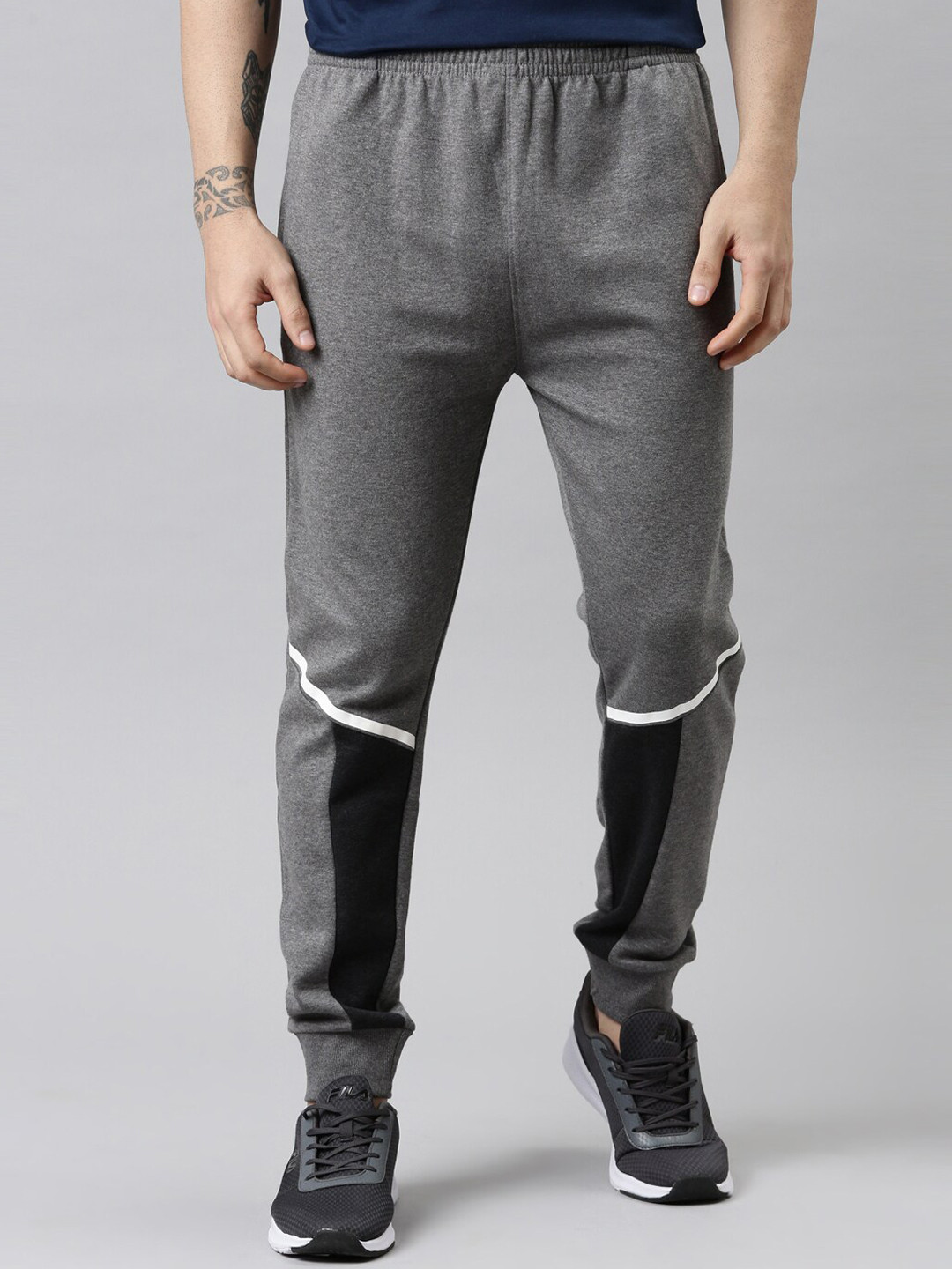 Buy Proline Active Men Grey & Black Solid Cotton Sports Track Pants ...