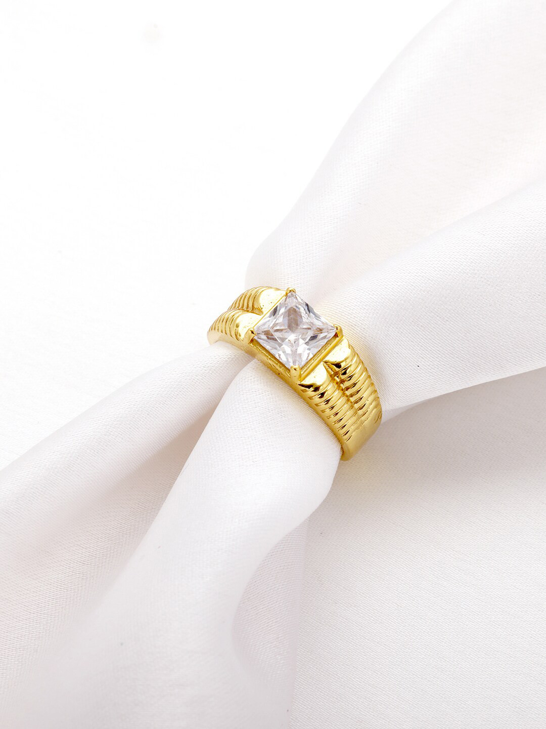 Buy GIVA Men Gold Plated Sterling Silver Cubic Zirconia Stone Studded ...