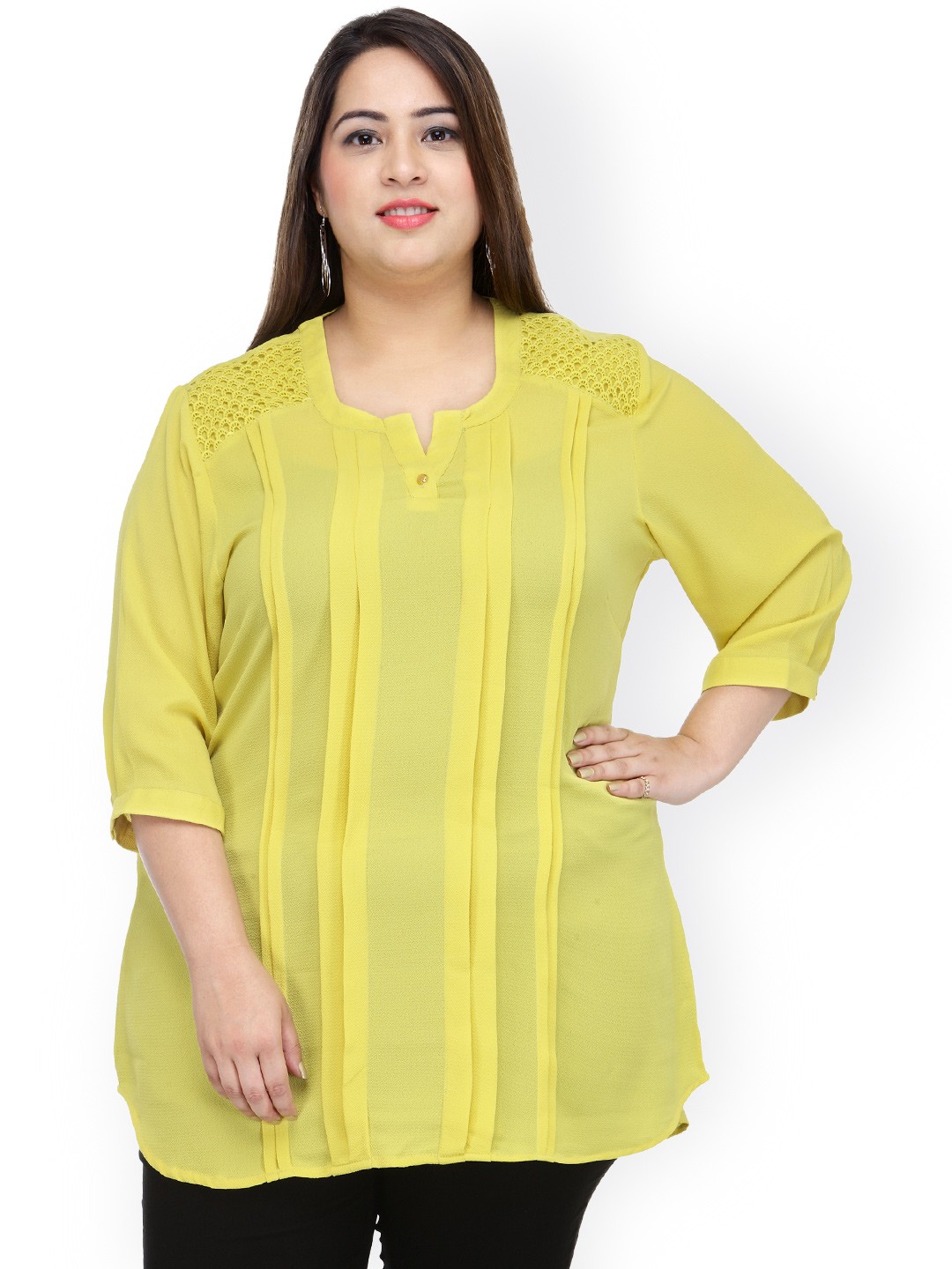 Buy Pluss Women Mustard Yellow Solid Top Tops For Women 1952443 Myntra