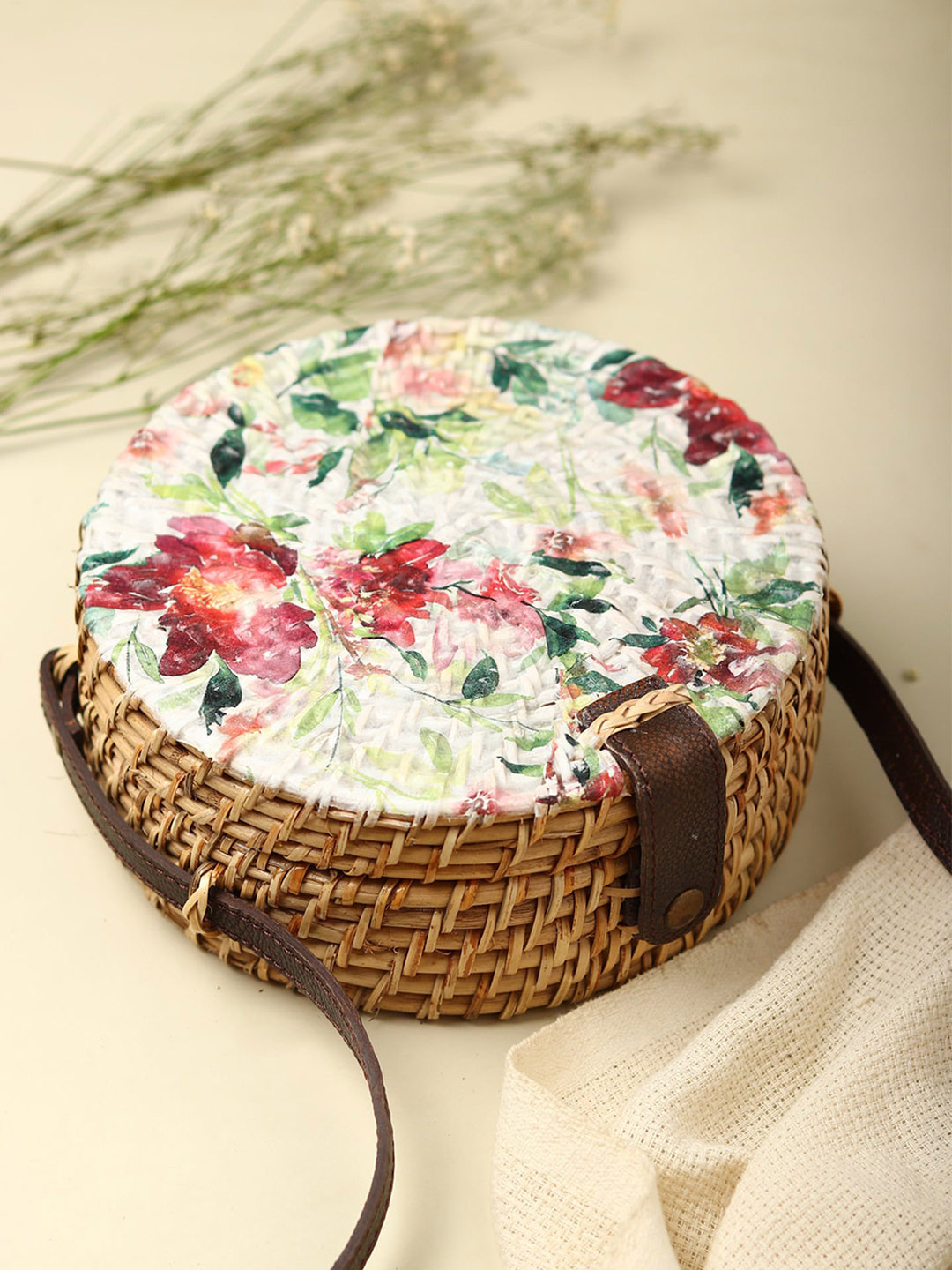 Buy HABERE INDIA White Textured Structured Hobo Bag With Applique ...