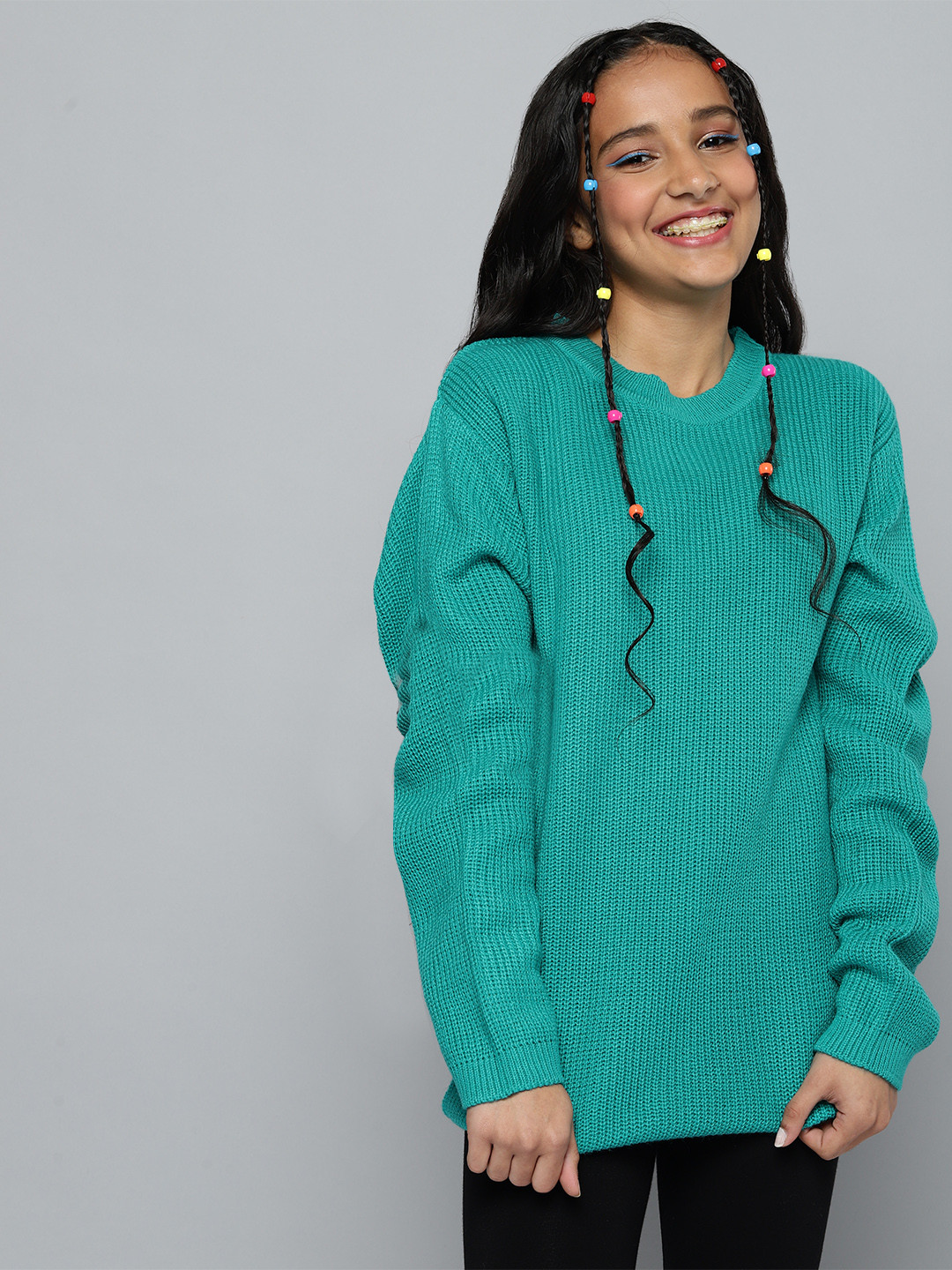 Buy JUSTICE Girls Green Ribbed Pullover - Sweaters for Girls 19526604 ...