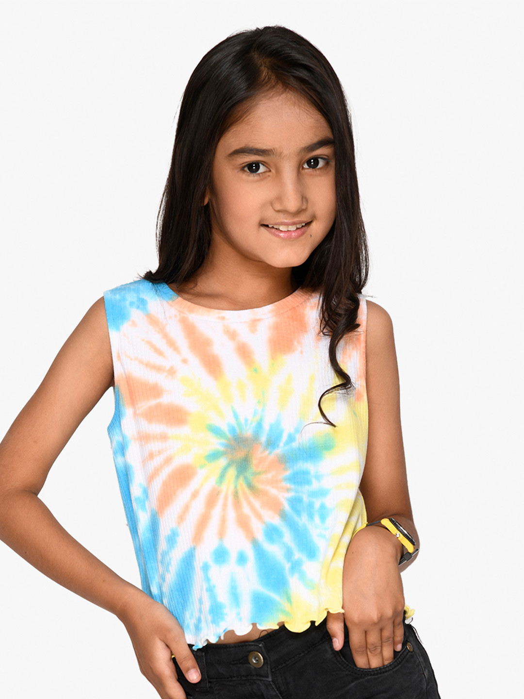 Buy SPUNKIES Girls Yellow Print Organic Cotton Top - Tops for Girls ...