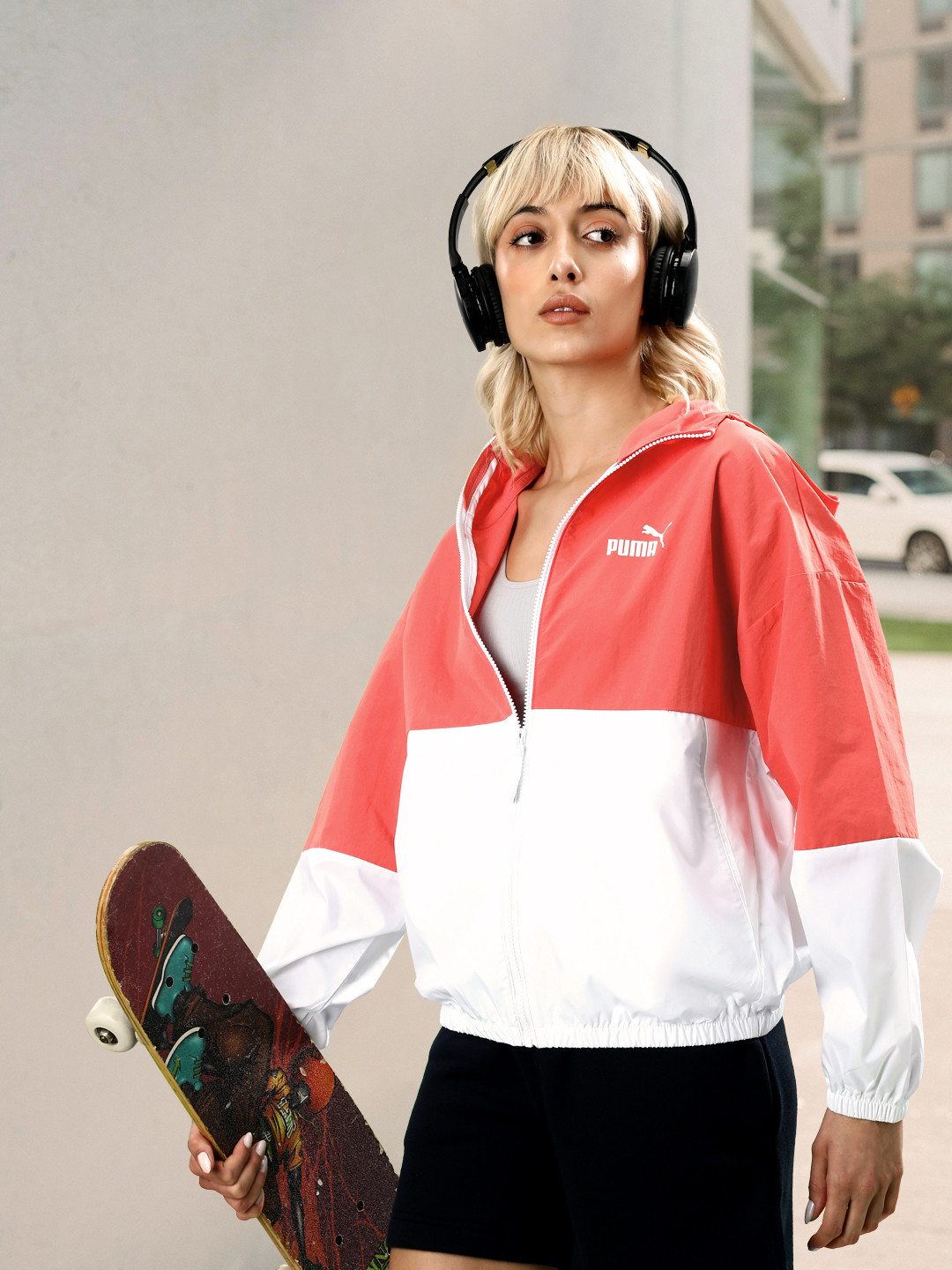 Buy Puma Women Rust White Colourblocked Windbreaker Sporty Jacket ...