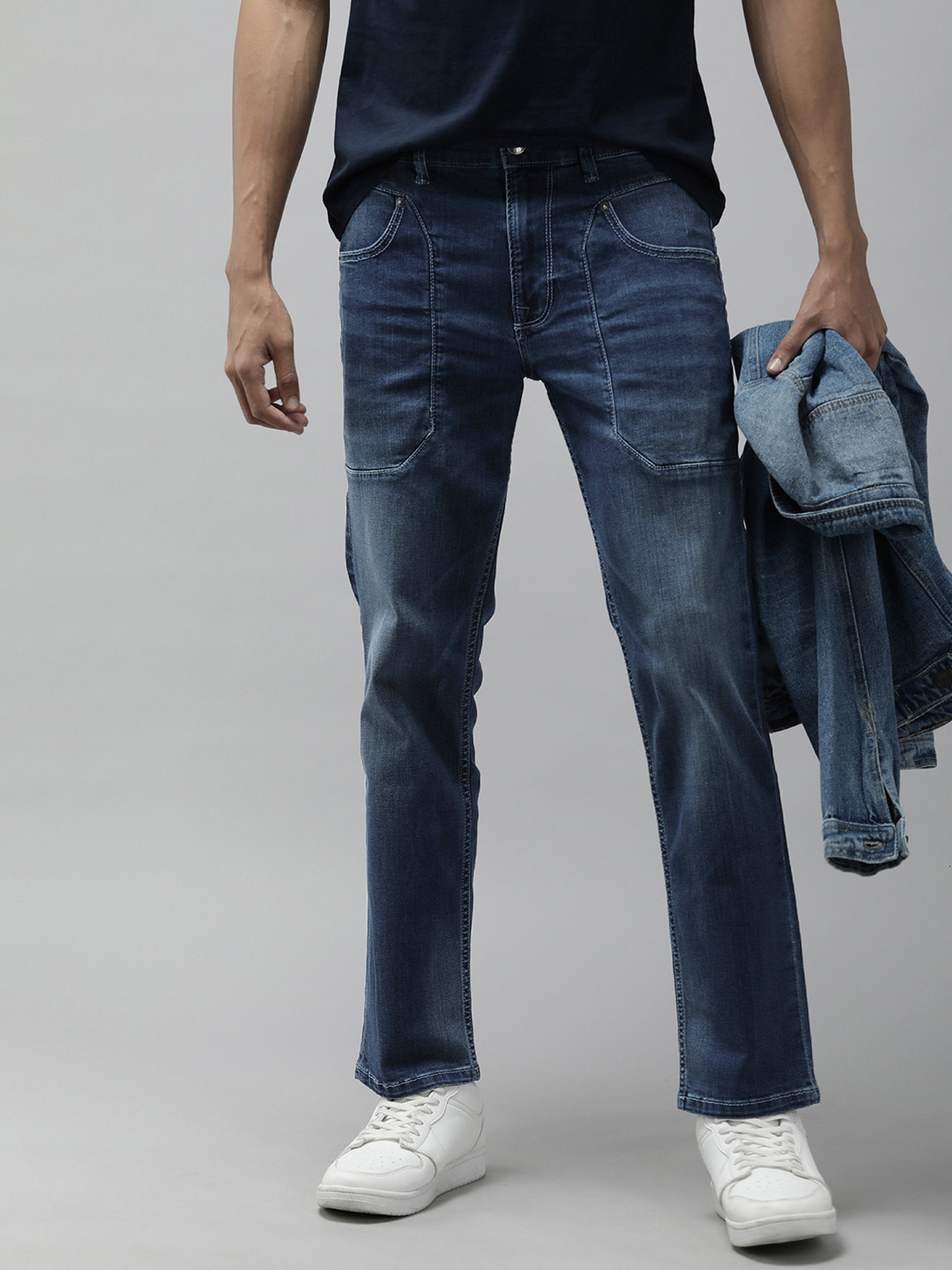 Buy Pepe Jeans Men Mid Rise Straight Fit Light Fade Stretchable Jeans ...