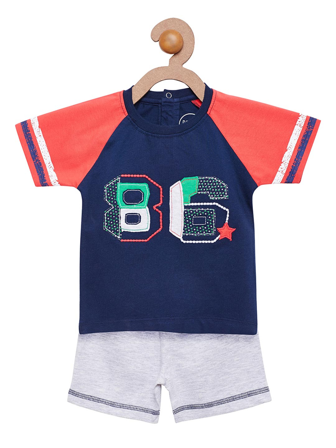 Buy Pepito Boys Navy & Grey Melange Applique Detail Co Ord Set ...