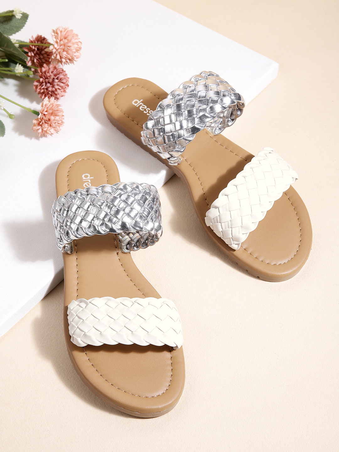 Buy DressBerry Women Woven Design Open Toe Flats - Flats for Women ...