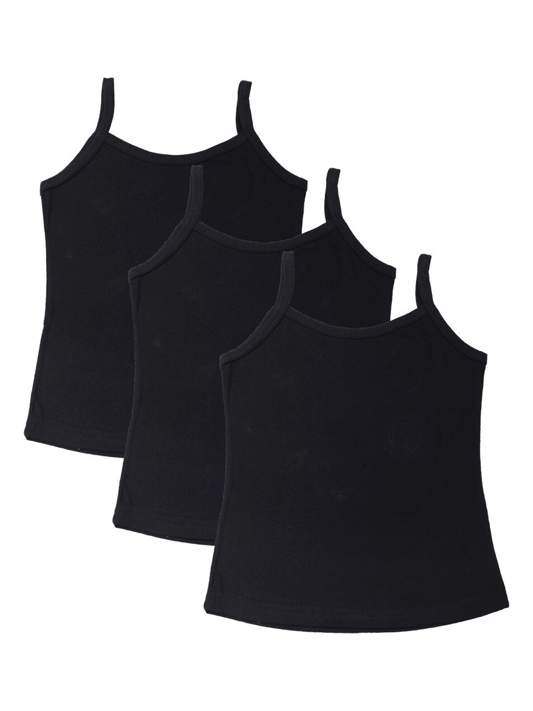 Buy Bodycare Kids Girls Pack Of 3 Black Solid Cotton Innerwear Vests ...