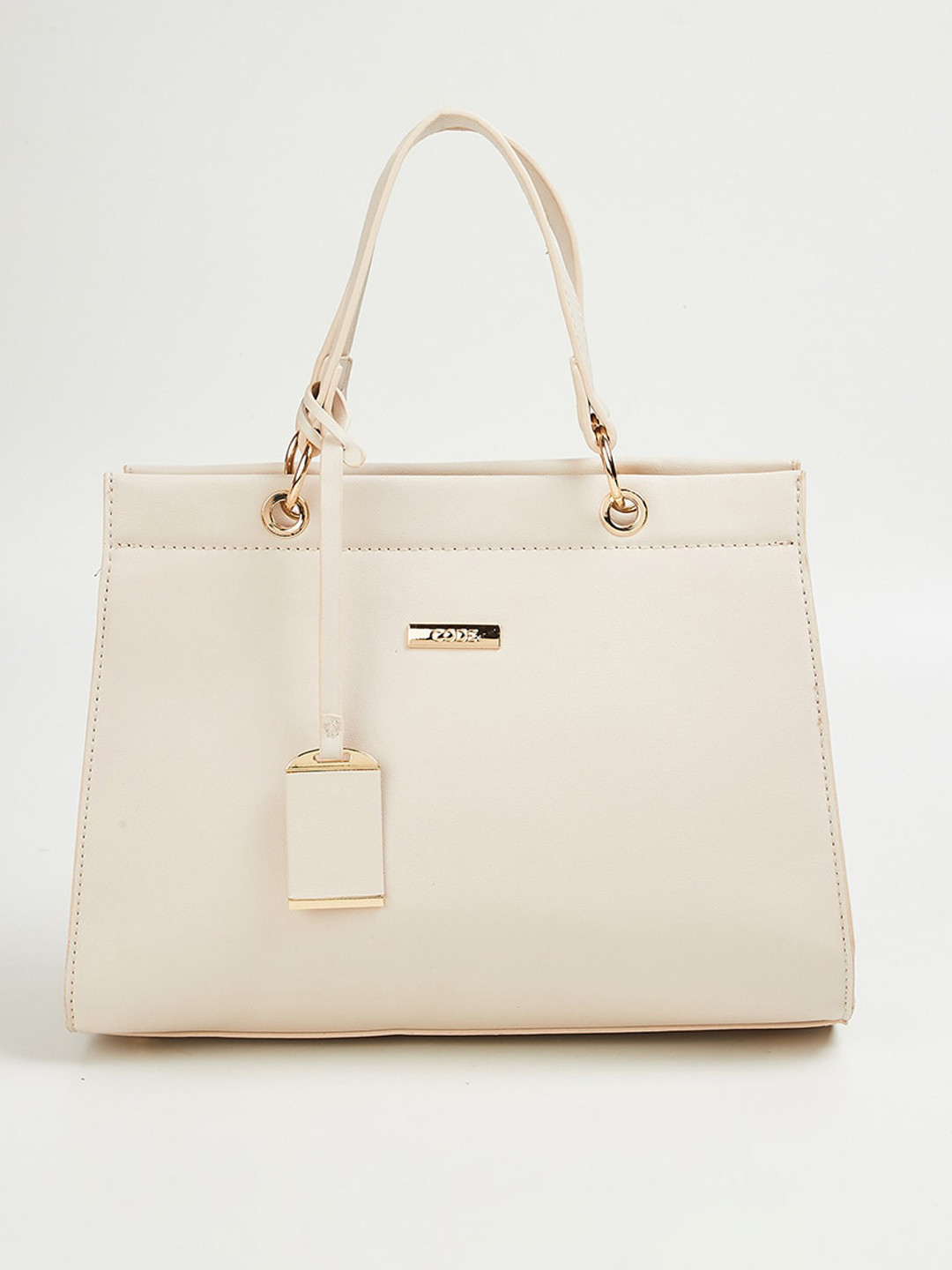 Buy CODE By Lifestyle Beige Structured Handheld Bag - Handbags for ...