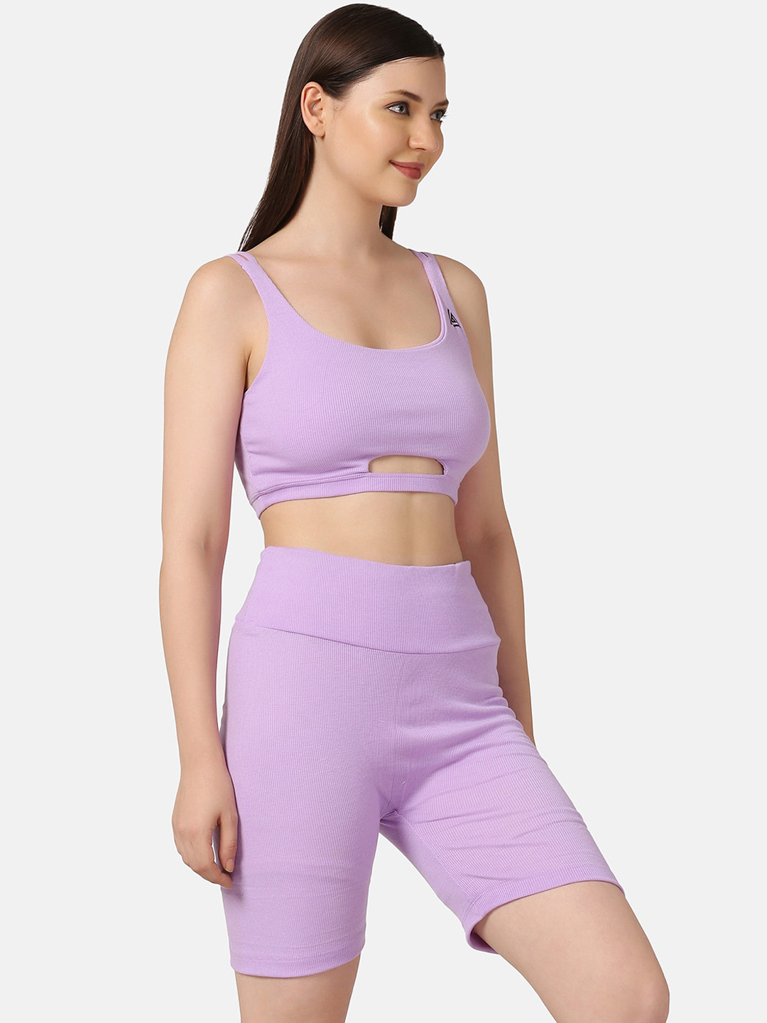 Buy Aesthetic Bodies Women Lavender Skulpt Rib Biker Co Ords - Co Ords ...
