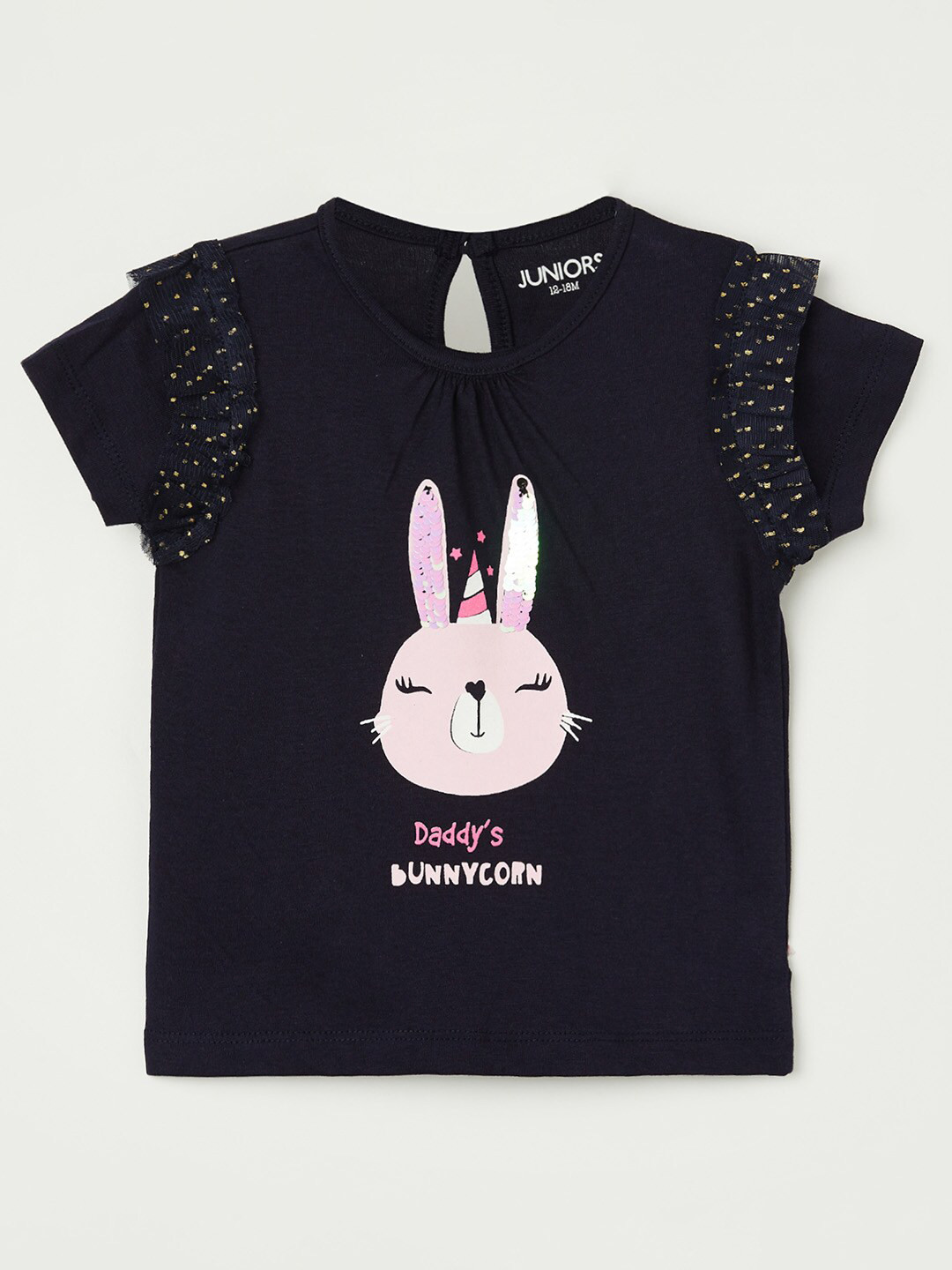 Buy Juniors By Lifestyle Girls Navy Blue Printed Pure Cotton T Shirt ...