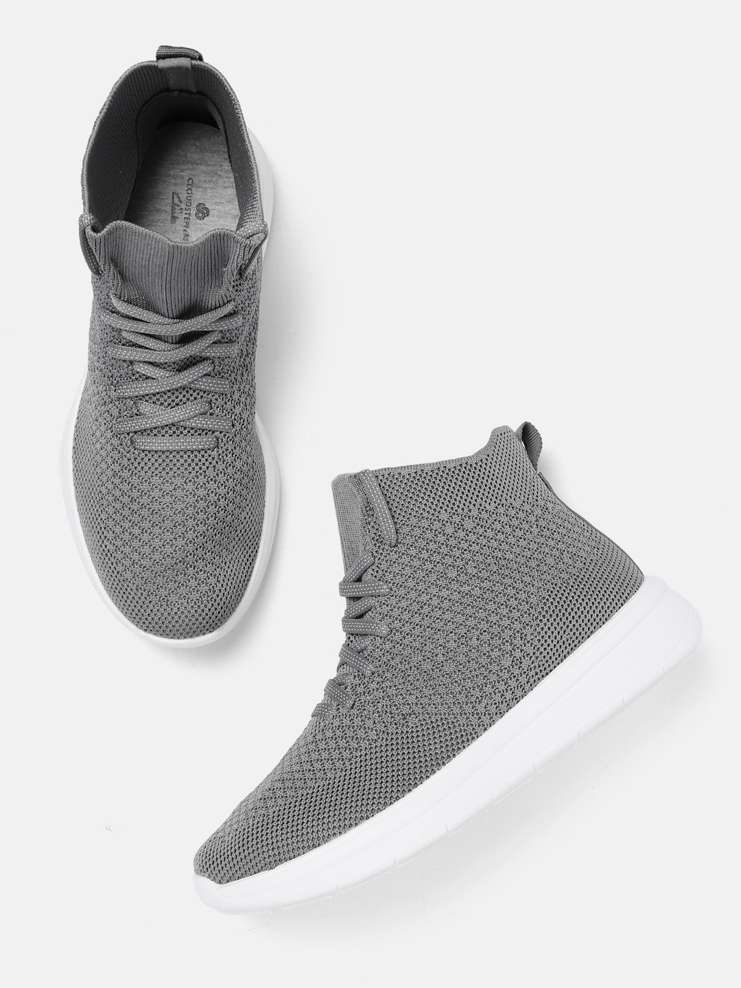 Buy Clarks Women Grey Woven Design Mid Top Sneakers - Casual Shoes for ...