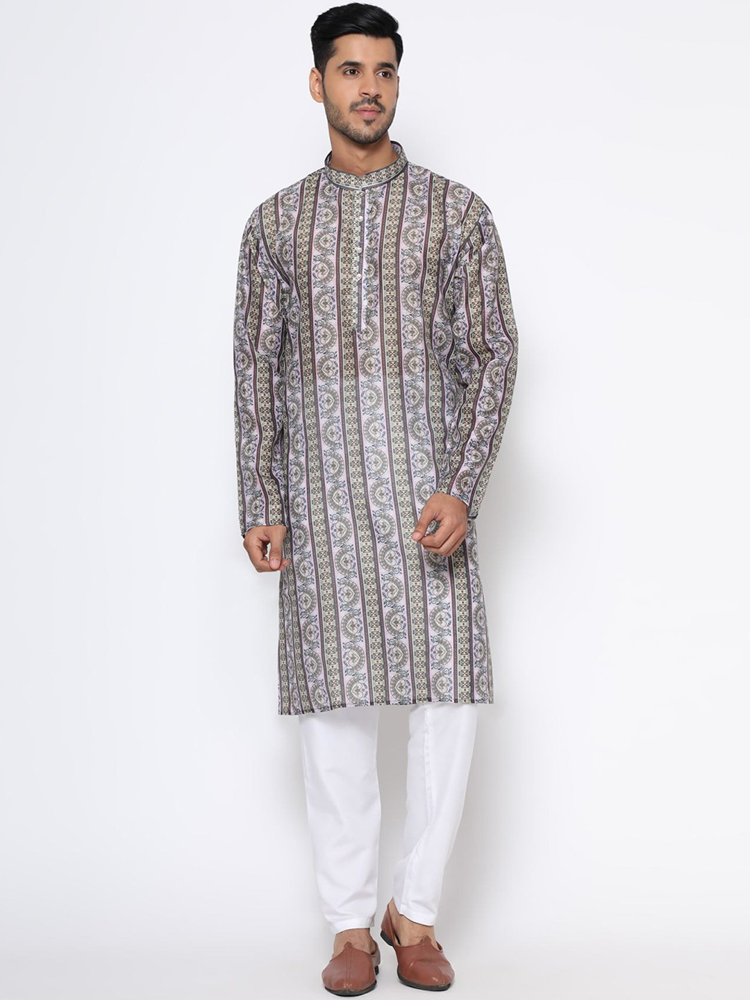 Buy Vastrasky Global Men Multicoloured Ethnic Printed Khadi Kurta ...
