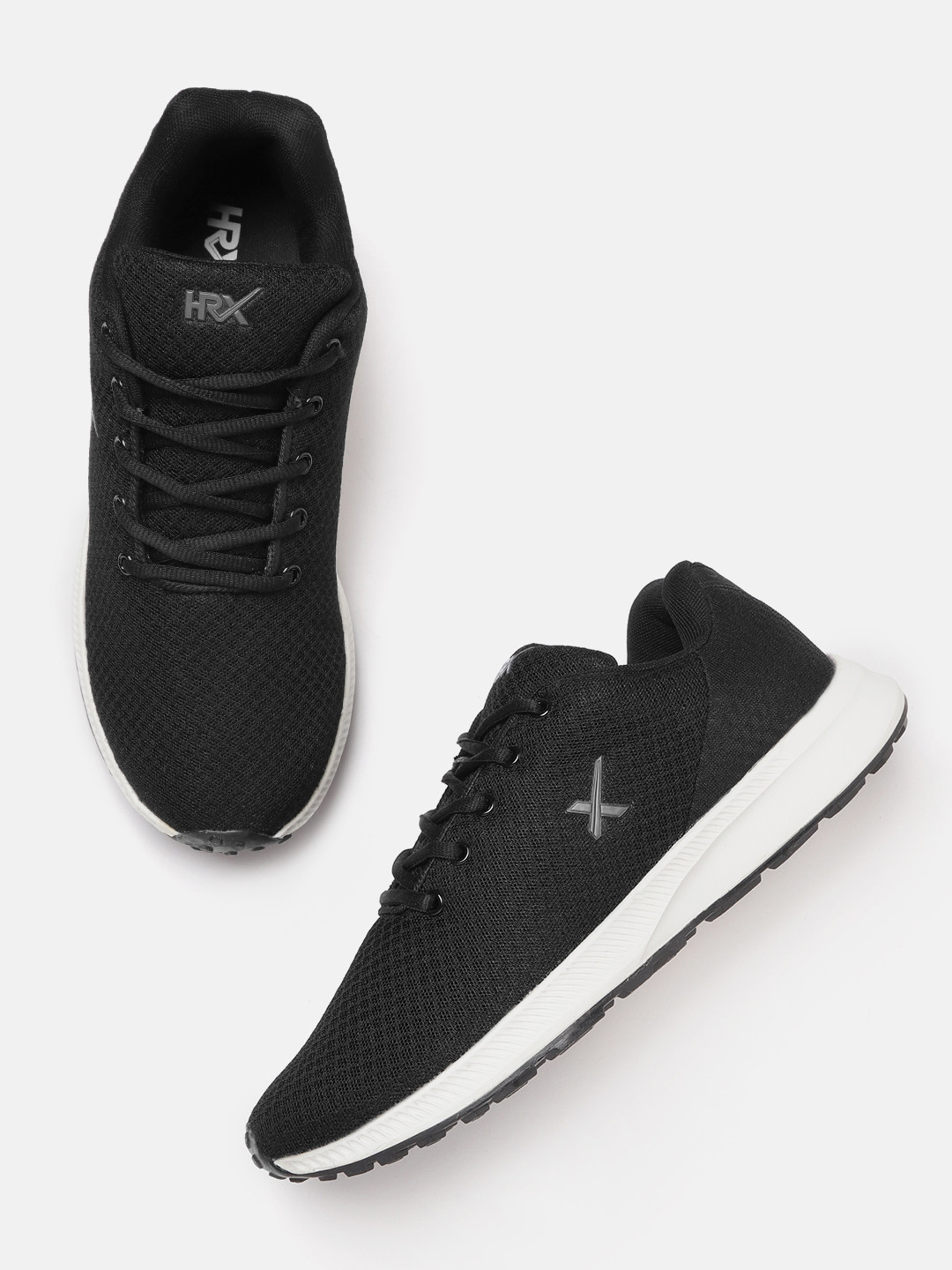 Buy HRX By Hrithik Roshan Men Black Woven Design Running Shoes - Sports ...
